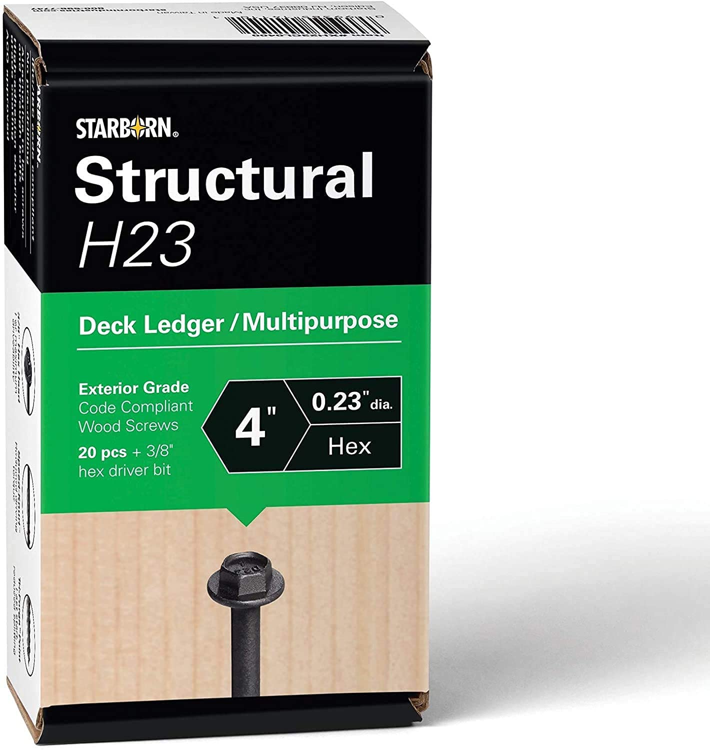 3 Pack of Starborn Structural H23 Deck Ledger Multi-Purpose Wood Screw ...