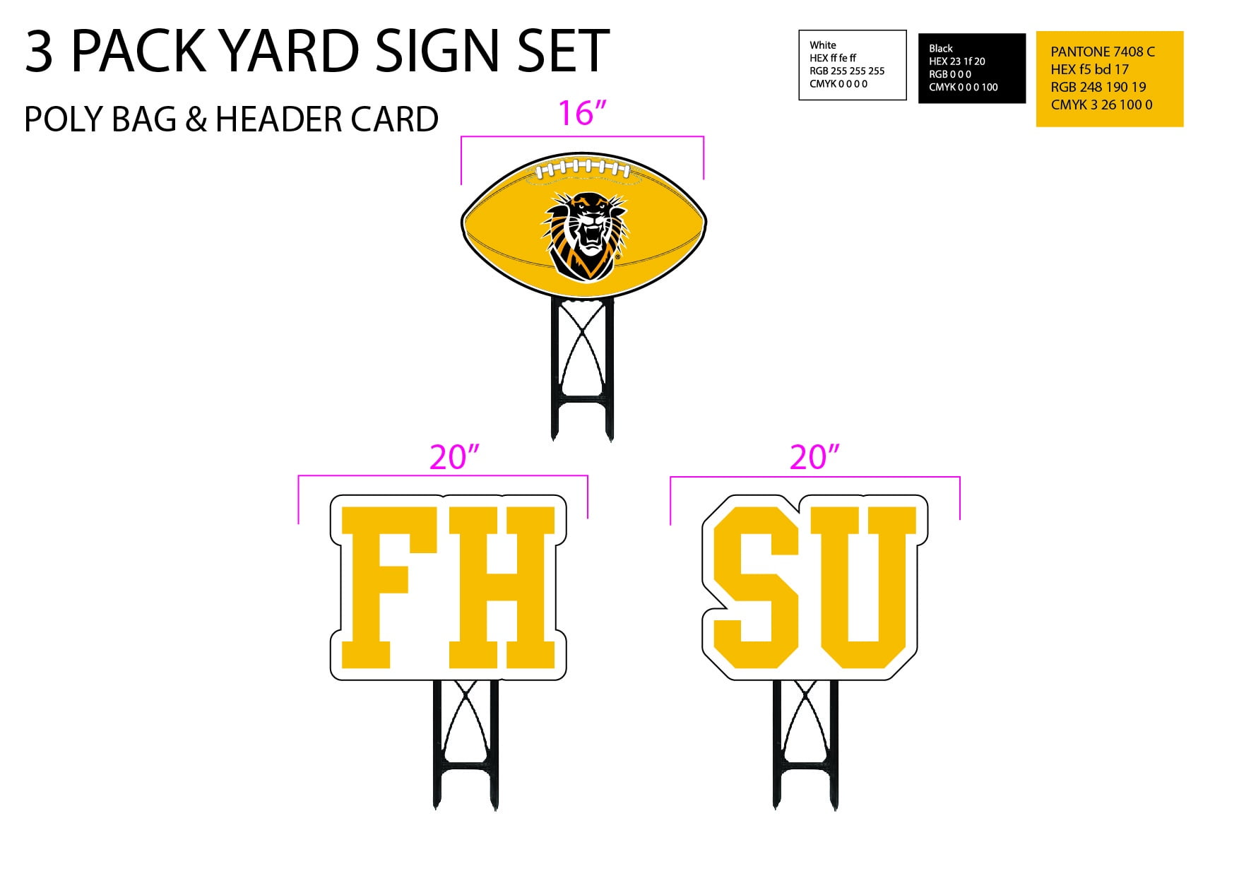 3 Pack of Team Fandom Yard Signs with Assorted Local Graphics - Walmart.com