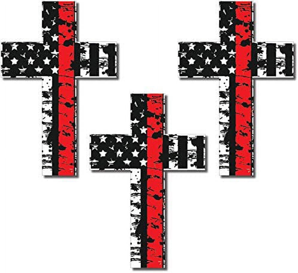 3 Pack of Thin Red Line Cross Decals Police Officer BLM American Flag ...