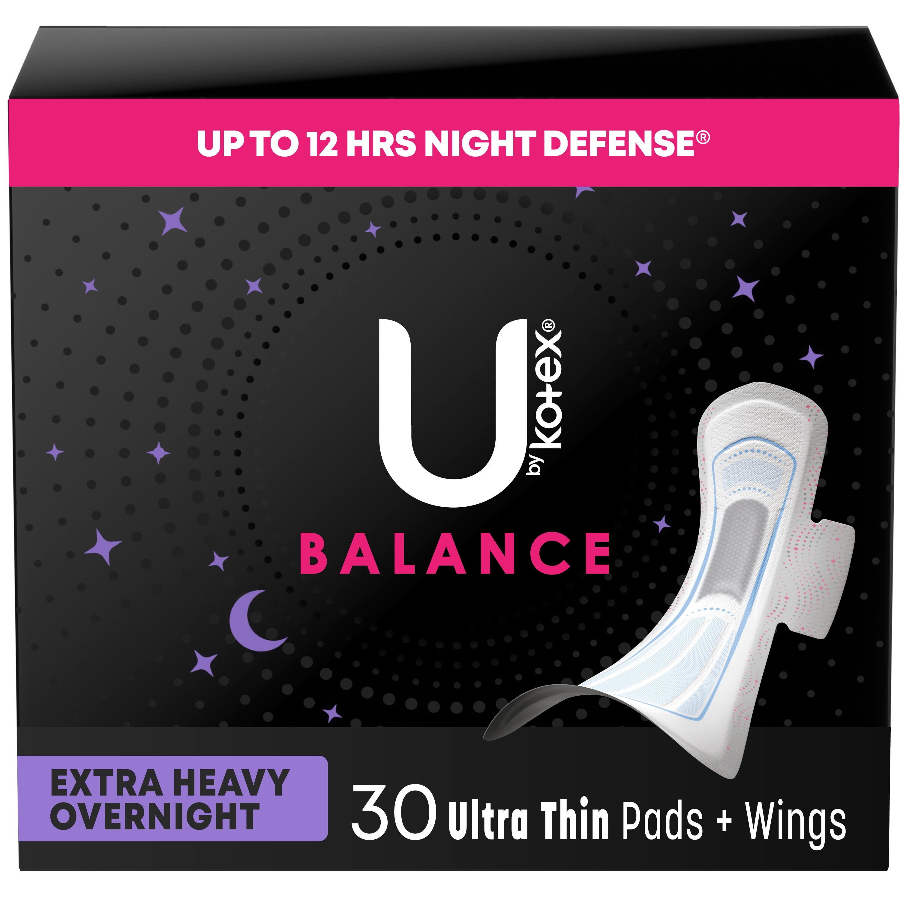 3 Pack of U by Kotex Balance Ultra Thin Overnight Pads with Wings ...