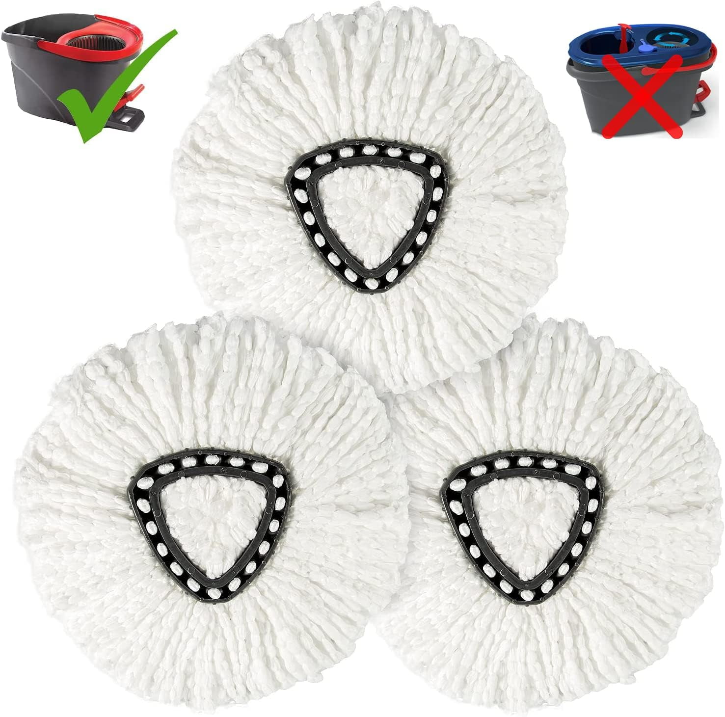3 Pack of Ultra Fine Microfiber 360 Degree Rotary Mop Replacement Head ...