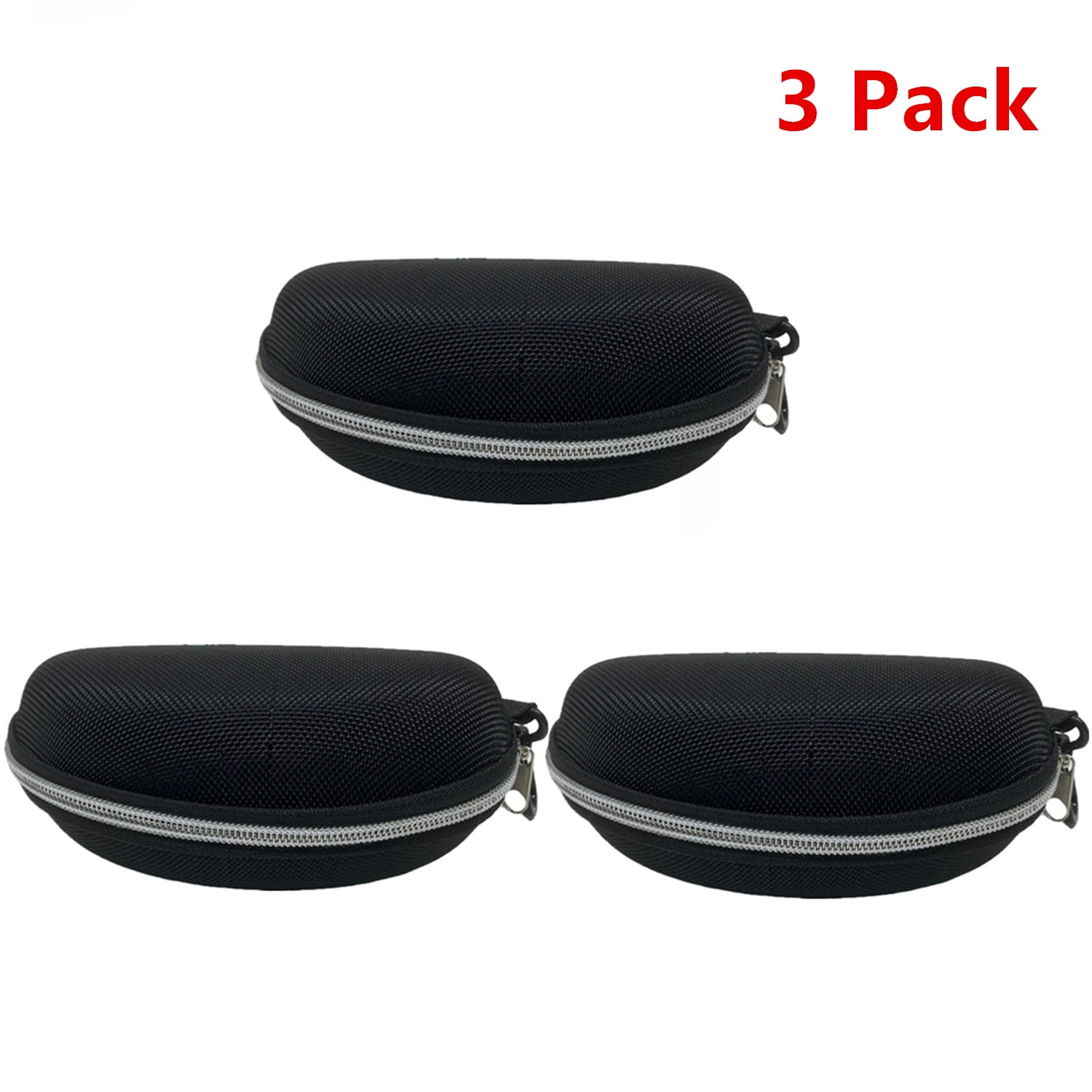 3 Pack of Zipper Shell Eyeglasses and Sunglasses Case Plastic Carabiner ...