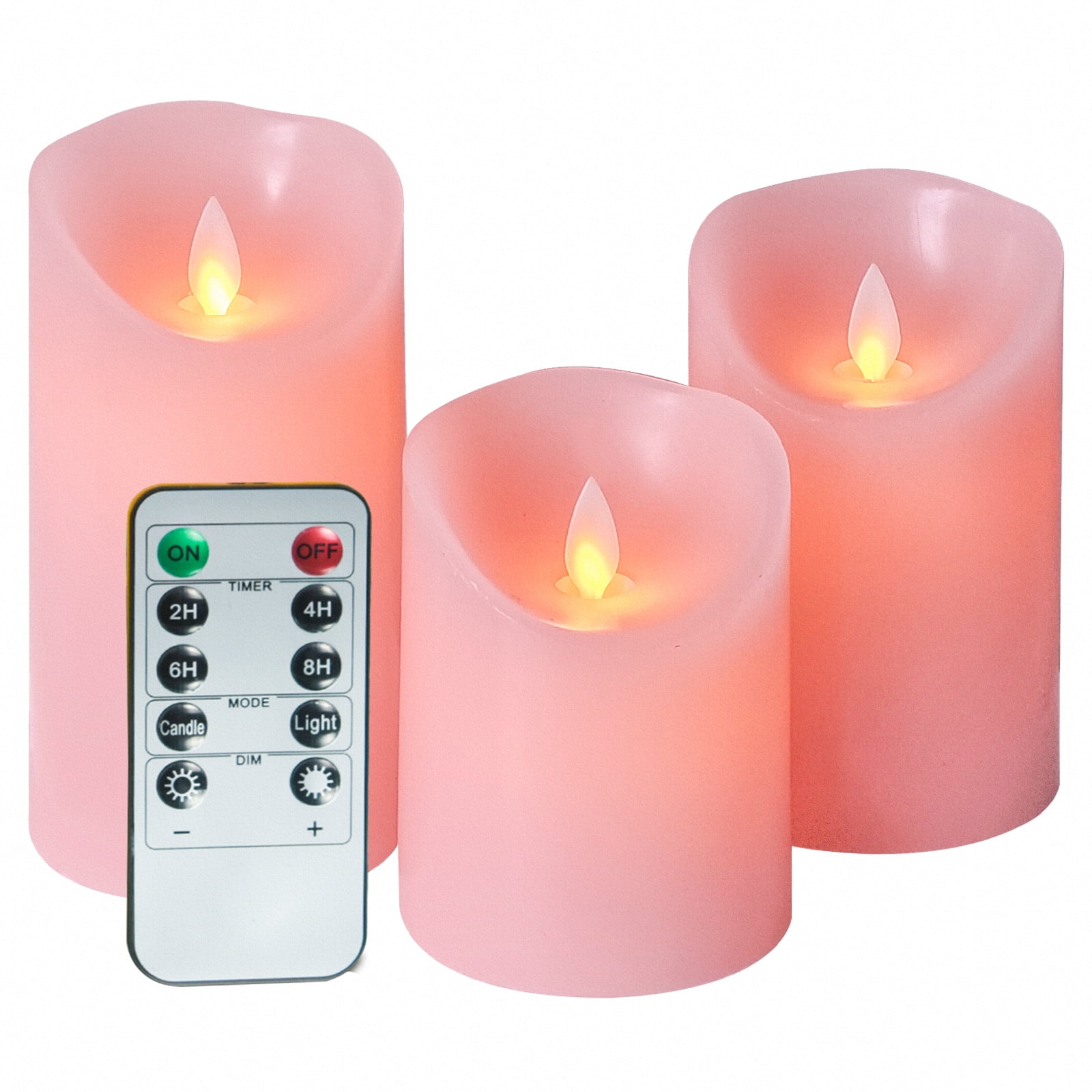 3 Pack pink LED Candles Flickering Flameless Candles with Remote ...