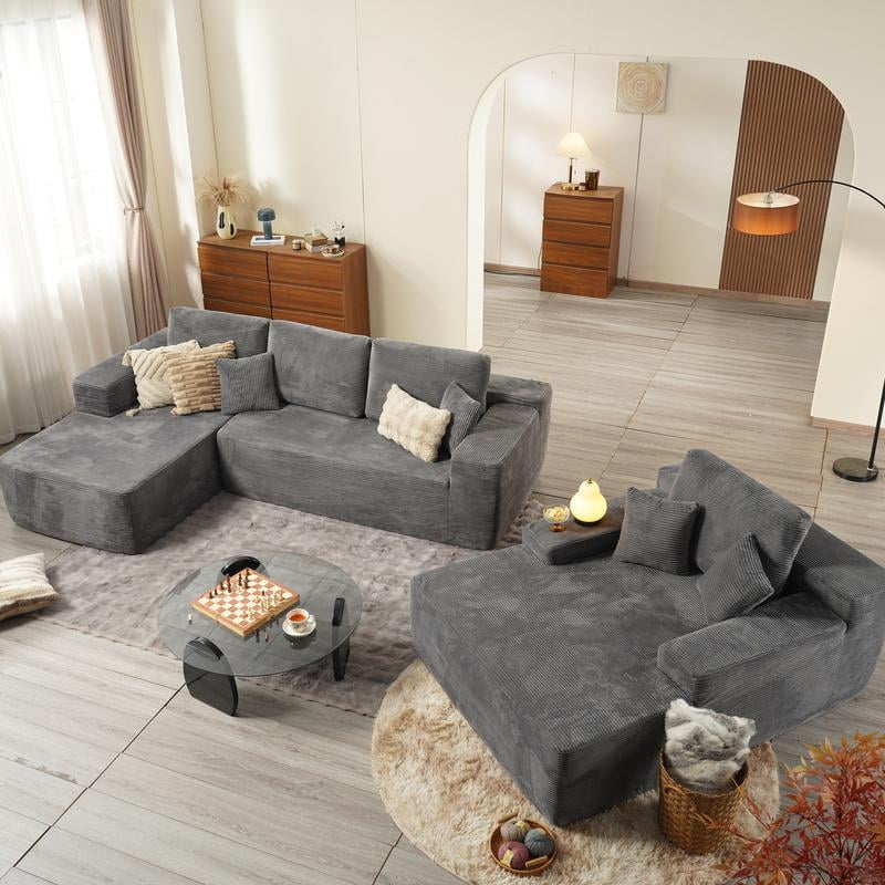 【3 Packages Shipping】 104" Modular Couch with Chaise and 49'' Boneless ...