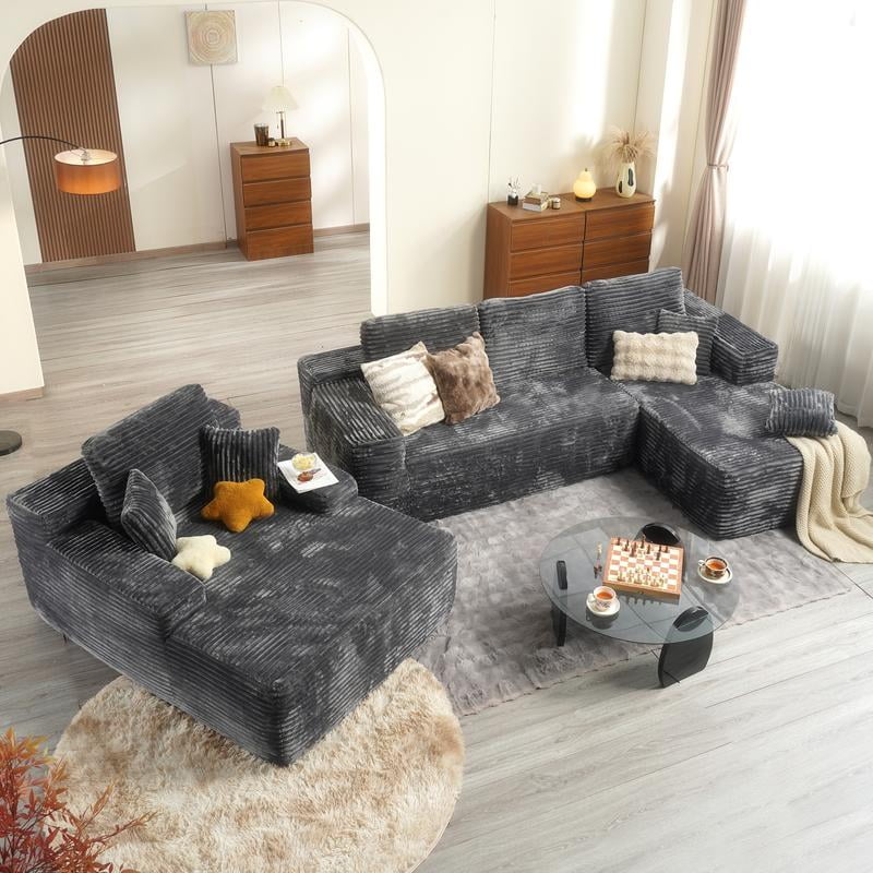 【3 Packages Shipping】 104" Modular Couch with Chaise and 49'' Boneless ...