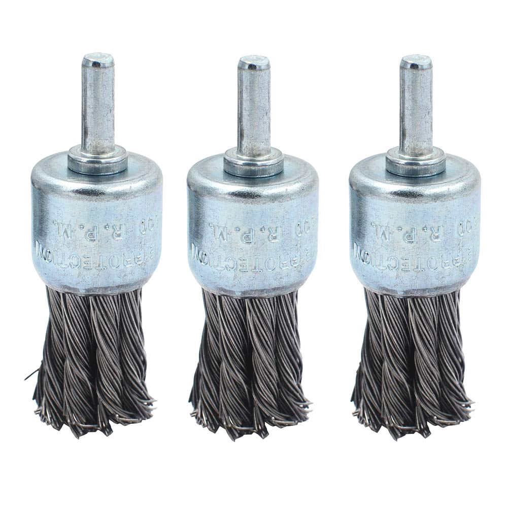 3 Packs 1 inch Twist Wire Knot Cup Brush with 1/4 inch Round Shank for ...