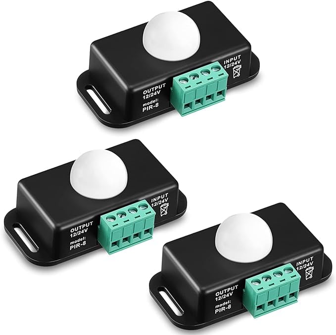 3 Packs 12 V 24 V PIR Sensor Adjustable LED c Black Infrared Motion ...
