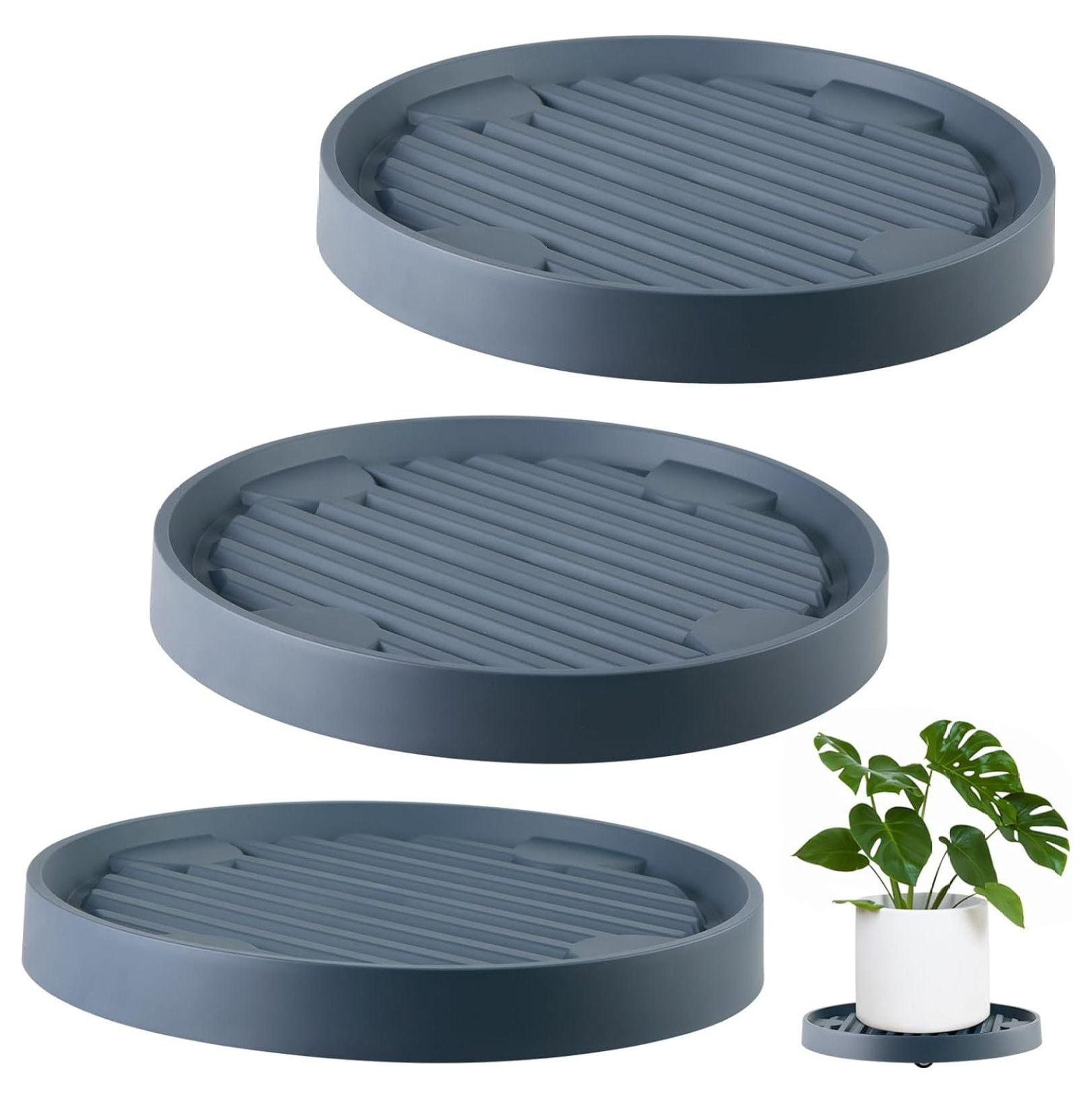 3 Packs 13" Large Plant Caddy with Hidden Wheels Rolling Plant Stands ...