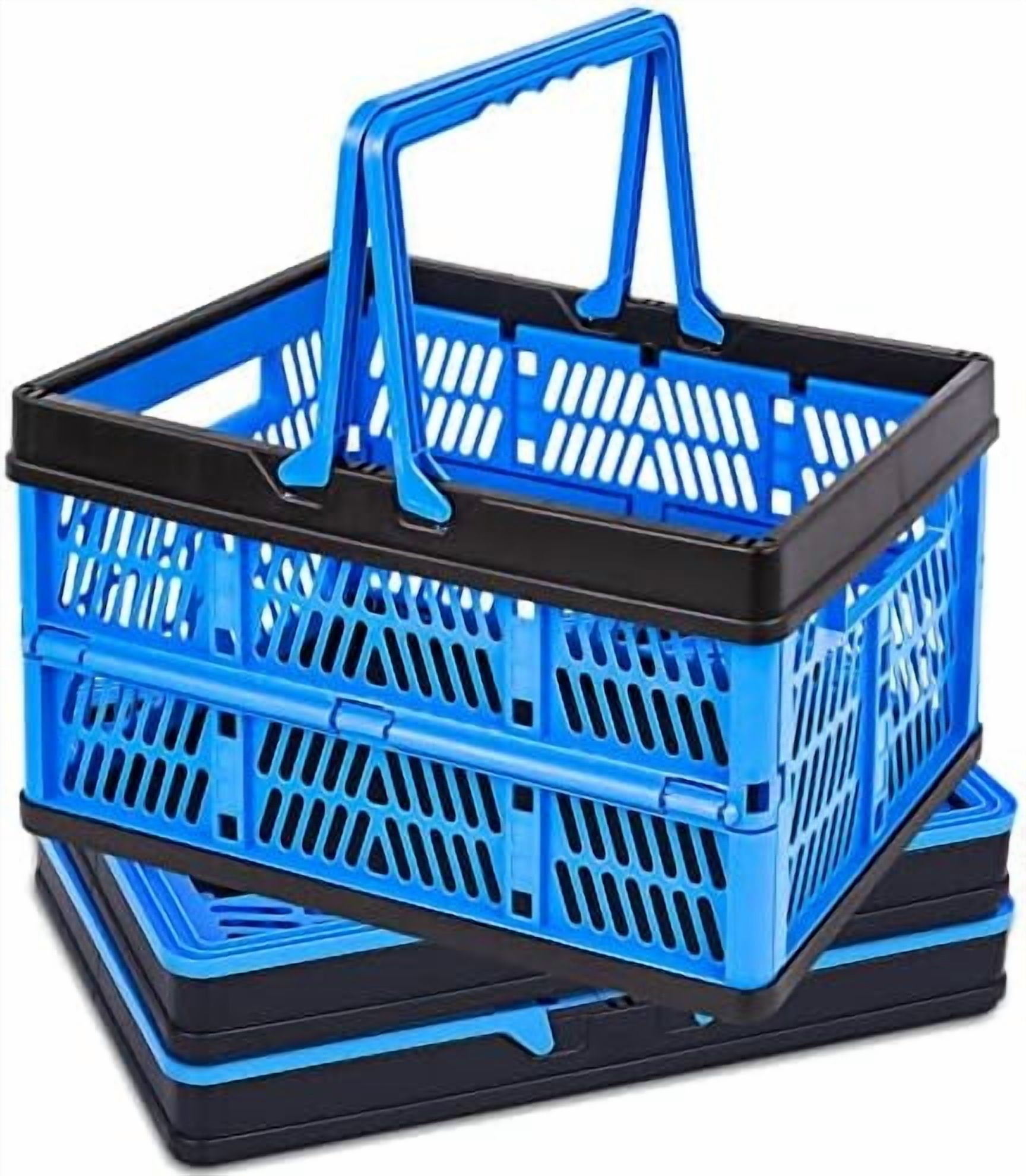 3 Packs 20L Collapsible Plastic Shopping Basket with Handles - Plastic ...