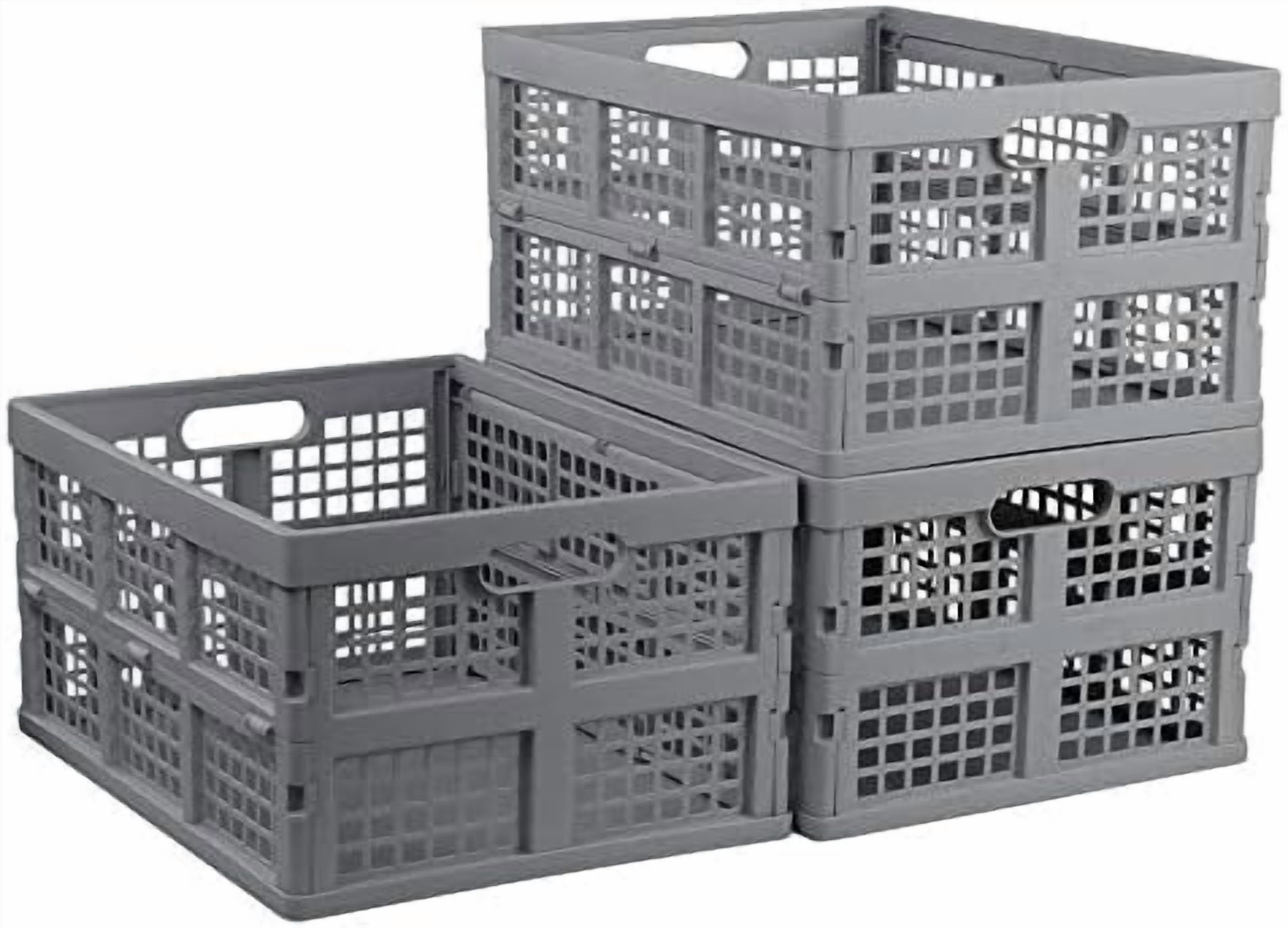 3 Packs 34 L Platsic Folding Crate, Collapsible Milk Storage Crates ...