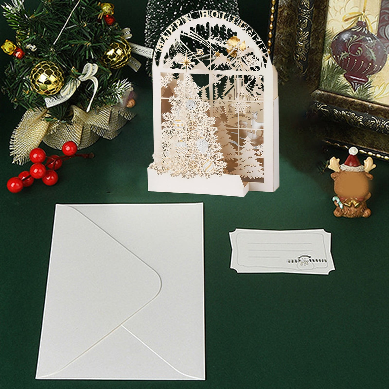 3 Packs 3D Christmas Greeting Cards with Envelopes Festive Holiday Pop ...