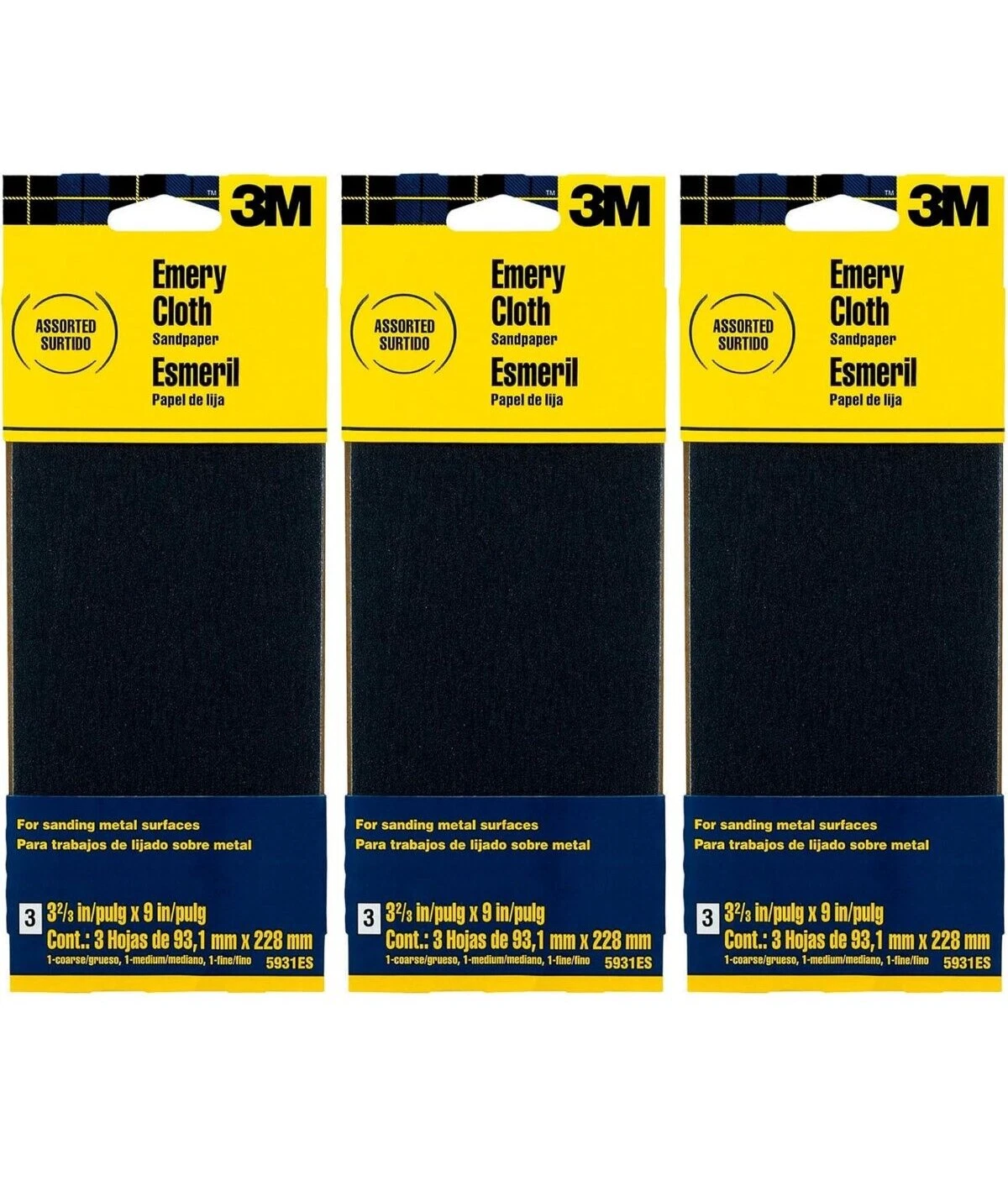3 Packs 3M Emery Cloth Sandpaper For Sanding Metal Surfaces 9 Sheets 3. ...