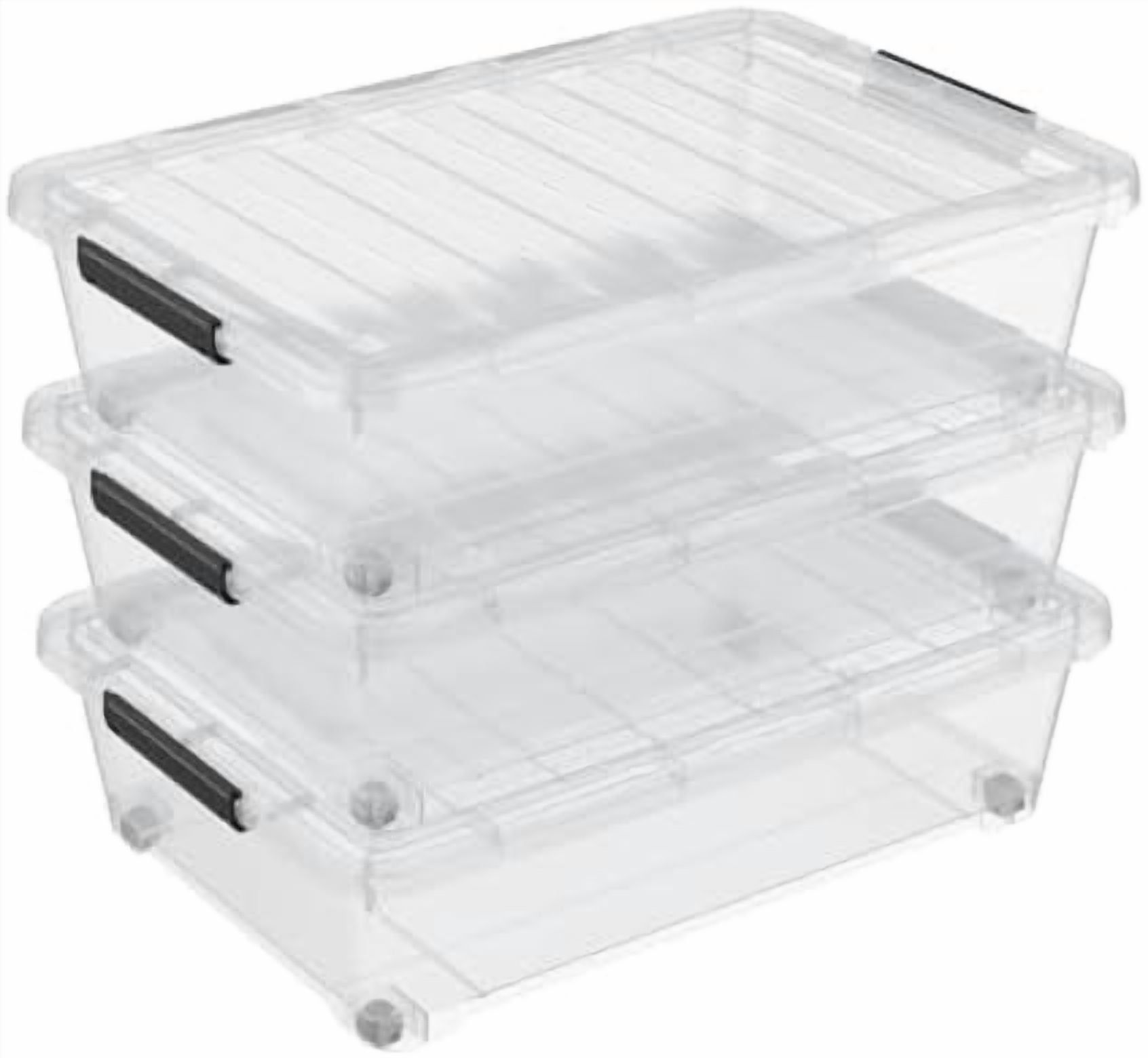 3 Packs 40 L Plastic Underbed Storage Containers with Lids, Clear ...