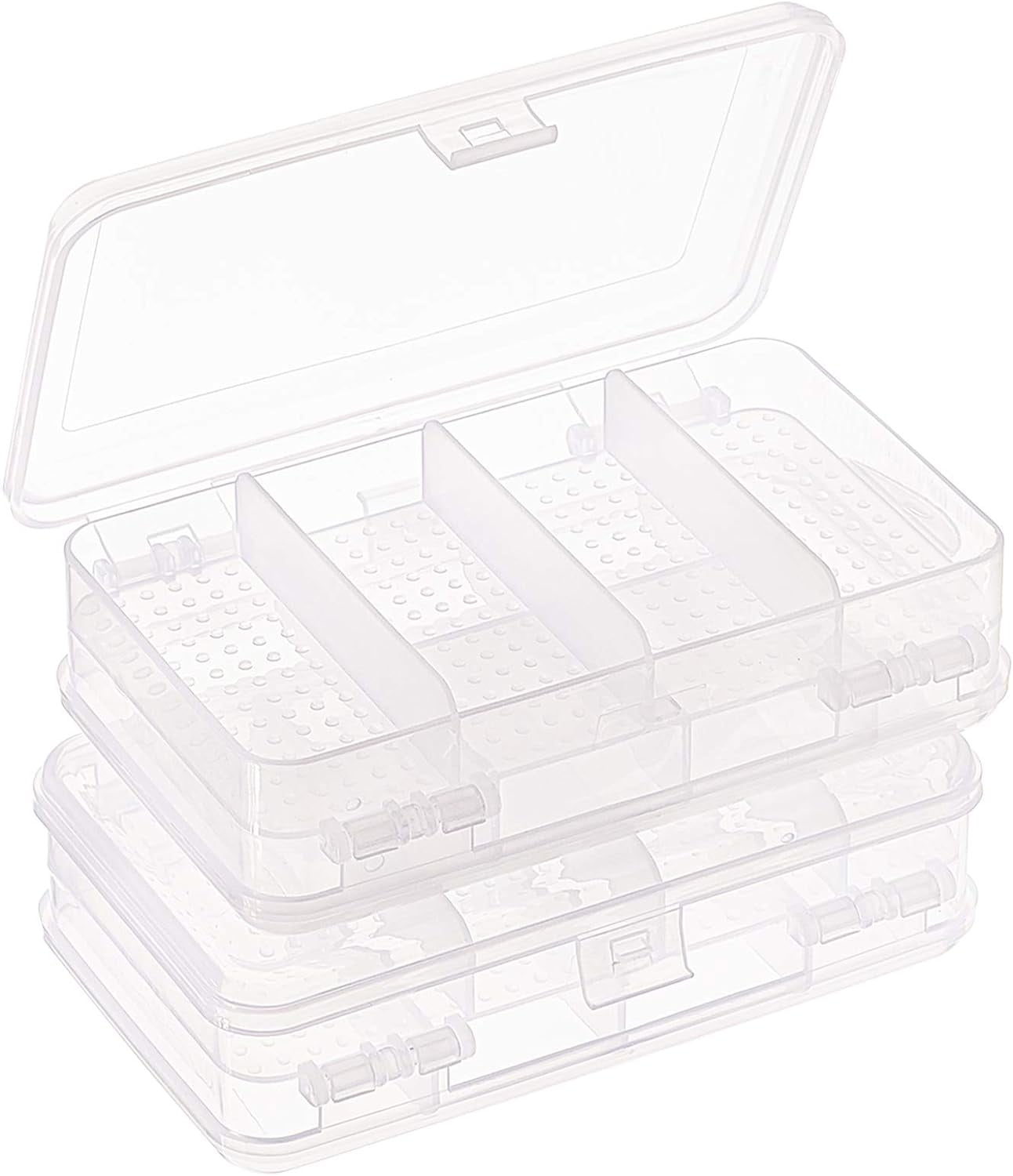 3 Packs 5.5x3.5x1.5" Clear Plastic Divider Box Double Layer Plastic ...