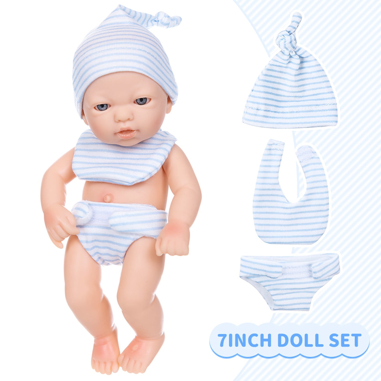 3 Packs 7 Inch Realistic Weighted Baby Doll - Soft Elastomer Safe ...