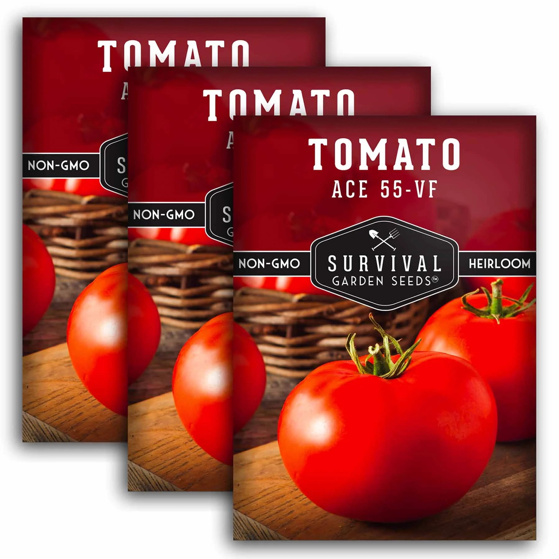 3 packs Ace 55-VF Tomato Seed - Non-GMO Heirloom Full Sun Annual ...
