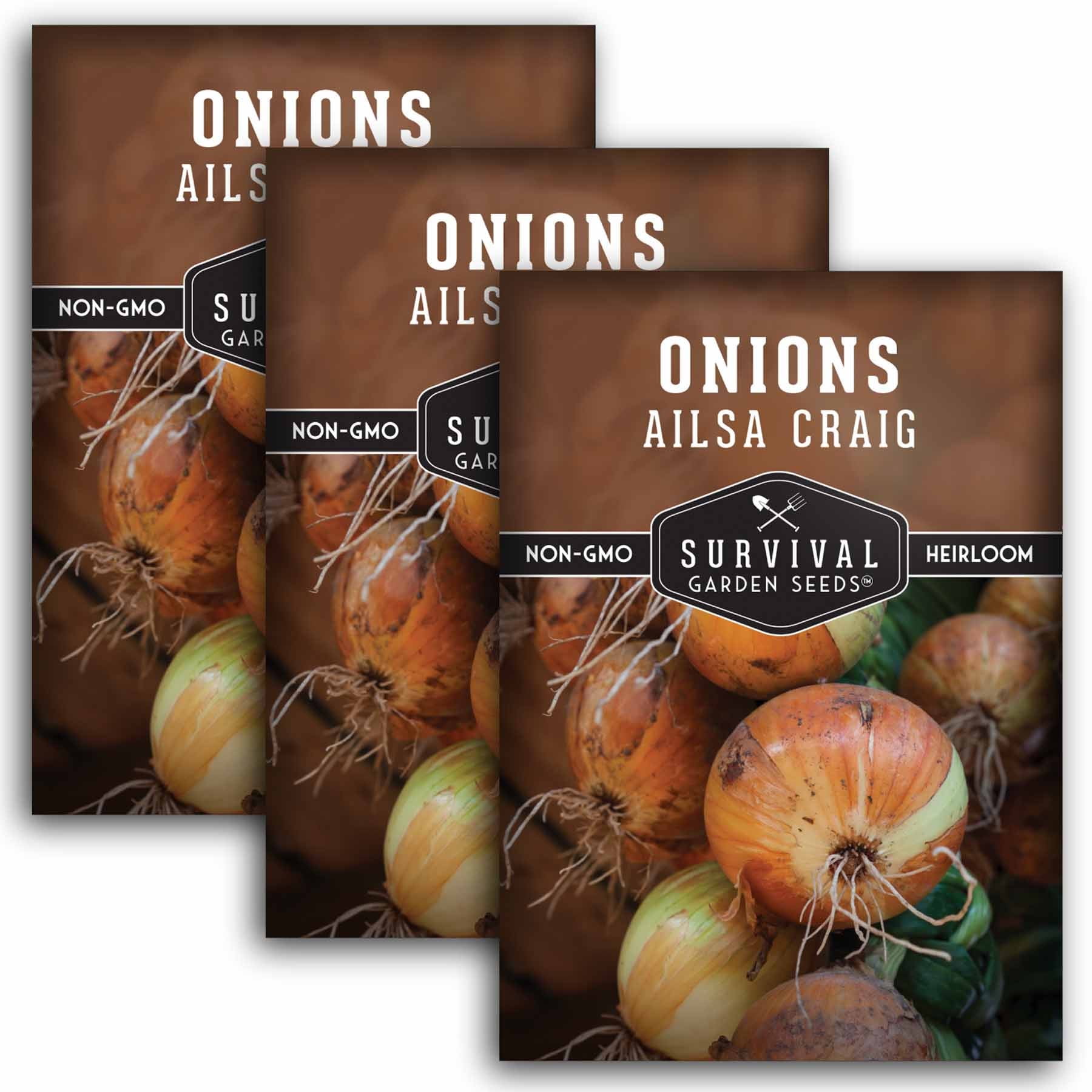 3 packs Ailsa Craig Onion Seed - Long-Day Yellow Onions - Biennial Full Sun Vegetables - Walmart.com