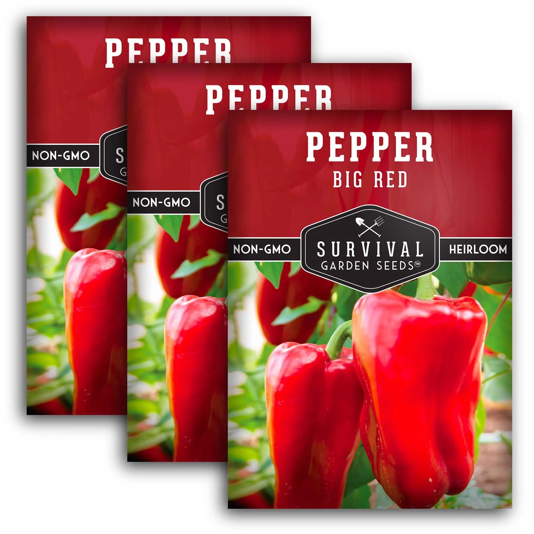 3 Packs Big Red Pepper Seeds - Non-GMO Heirloom Full Sun Annual ...