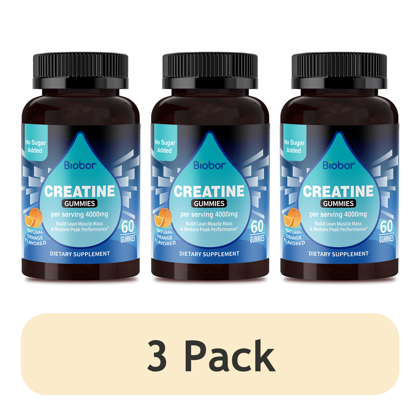 (3 Packs)Biobor Creatine Monohydrate Gummies 4000mg for Men & Women, No ...