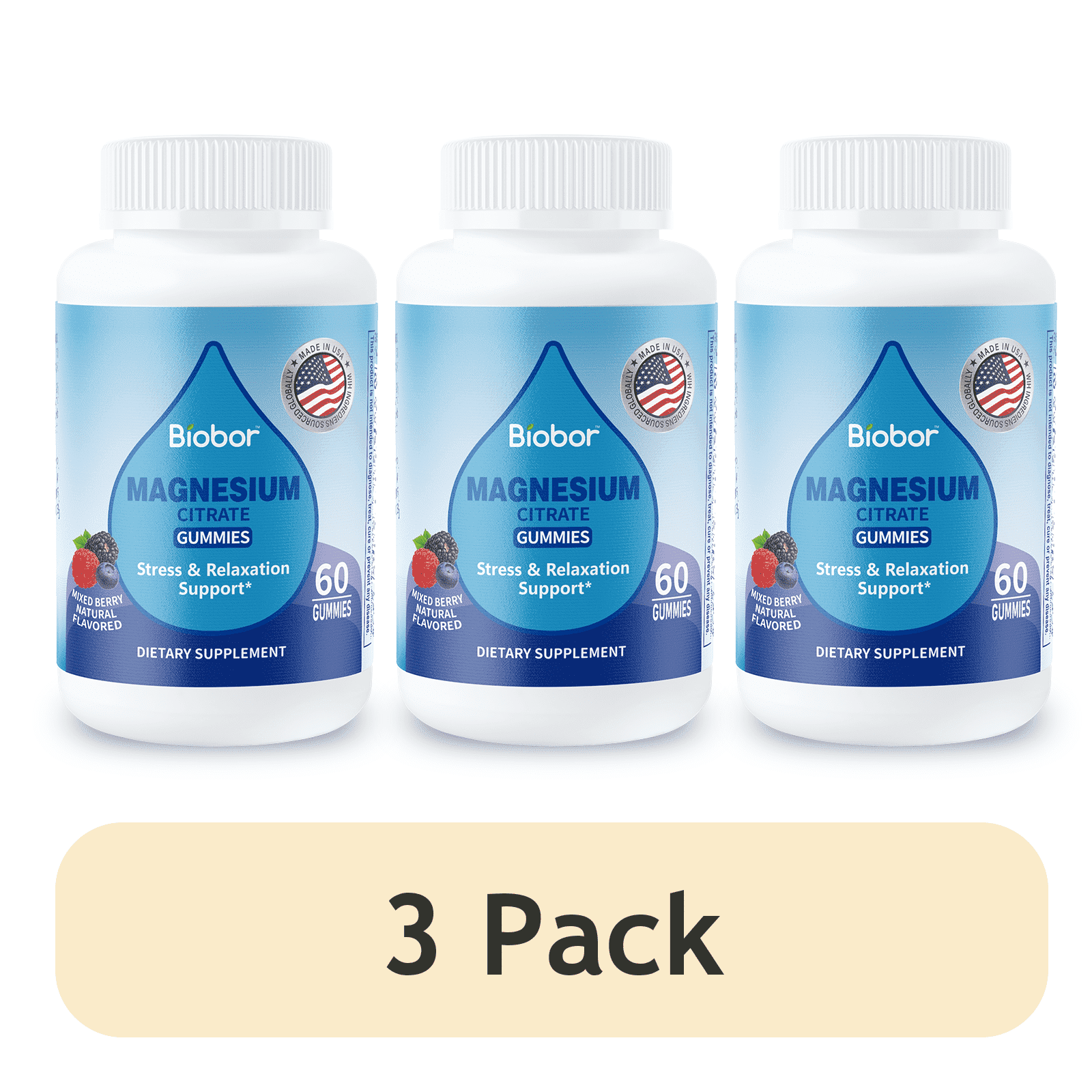 (3 Packs) Biobor High Absorption Magnesium Citrate Gummies 200mg for ...