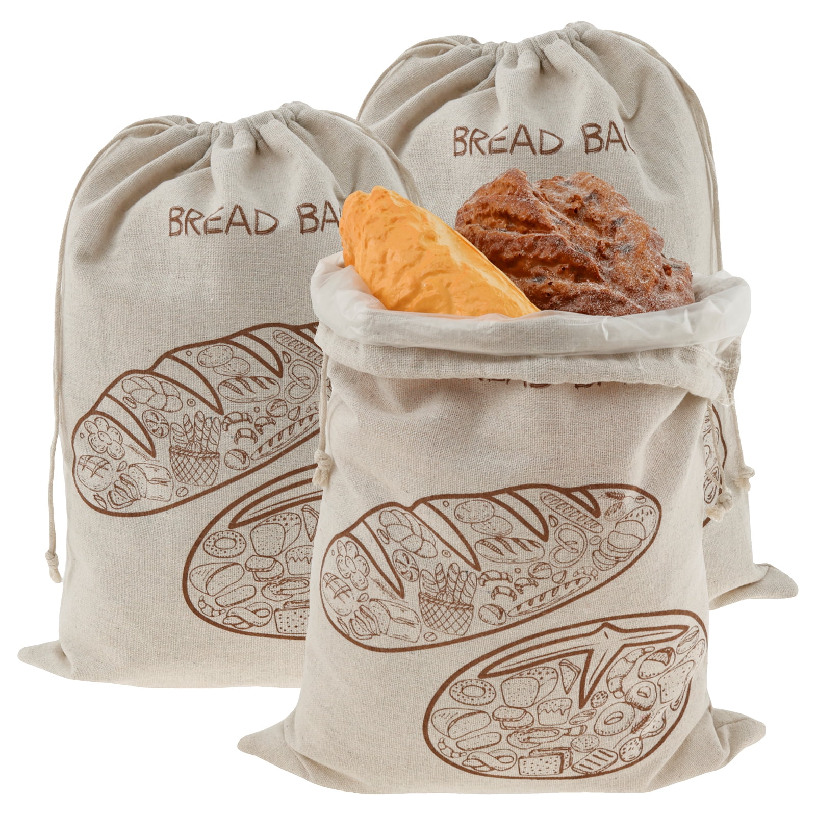 3 Packs Bread Bags, Reusable Bread Bags for Homemade Bread Loaf ...