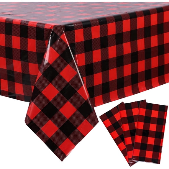 3 Packs Buffalo Check Plaid Table Cloth 54 x 108 Inches Red and Black ...