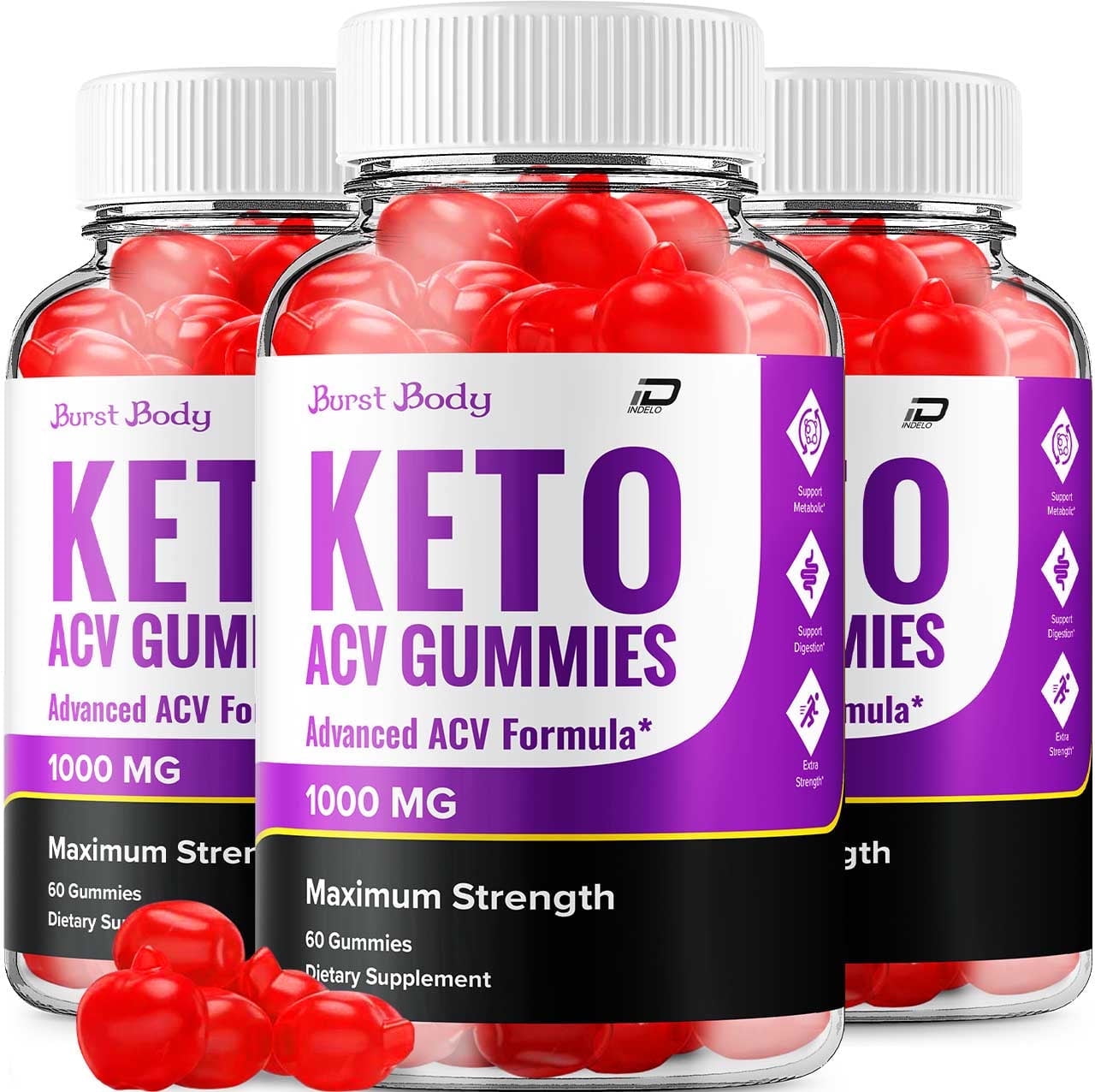 (3 Packs) Burst Body Gummies - Burst Body Apple Cider Vinegar Gummy ...