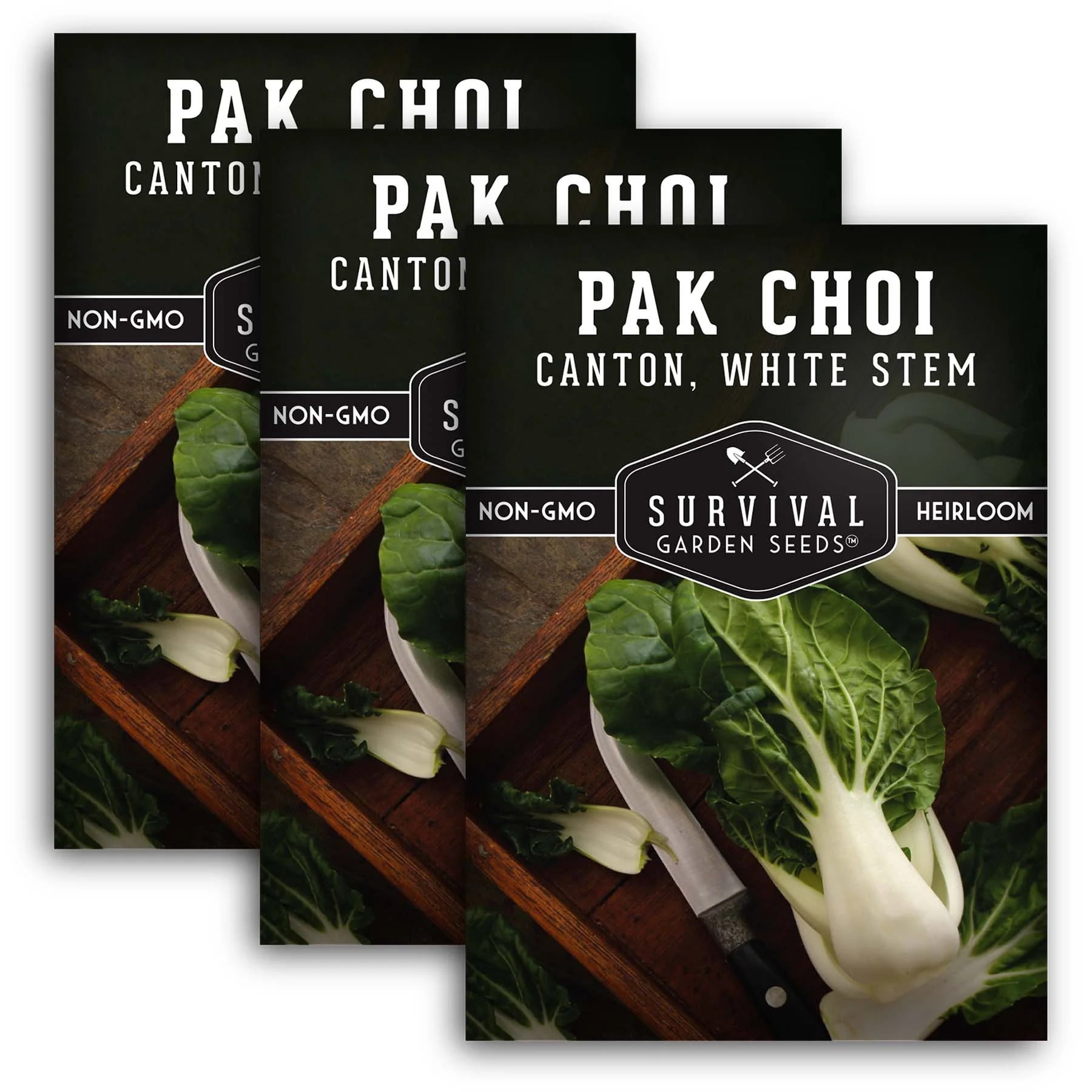 3 packs Canton White Stem Pak Choi or Bok Choy Seed - Non-GMO Heirloom ...