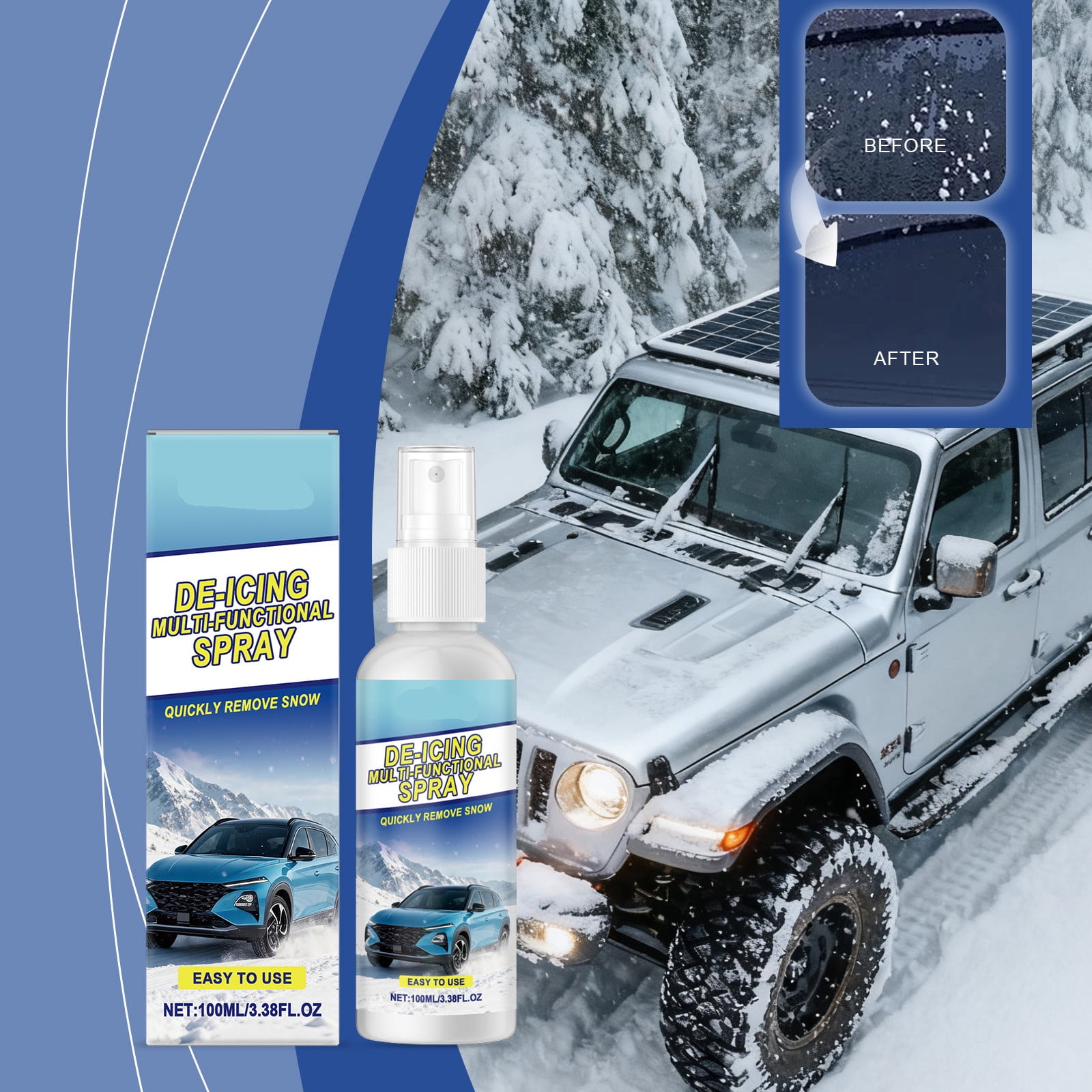 3 Packs Car Windshield Deicer Spray - Fast Acting Ice Remover for ...