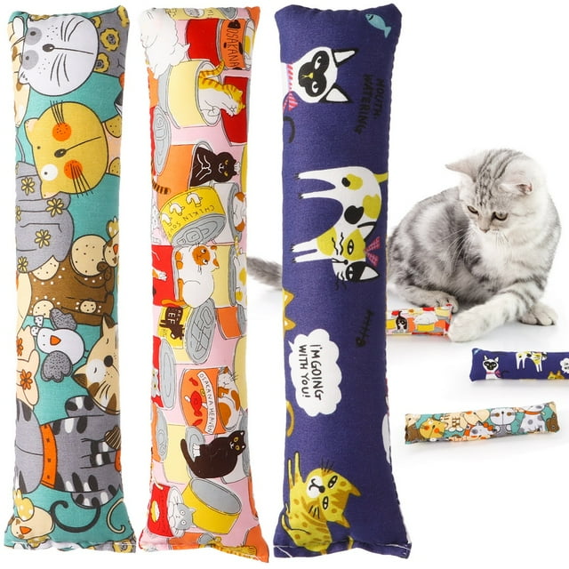 3 Packs Cat Catnip Toys, Cat Pillows Interactive Kicker Toys for Indoor ...