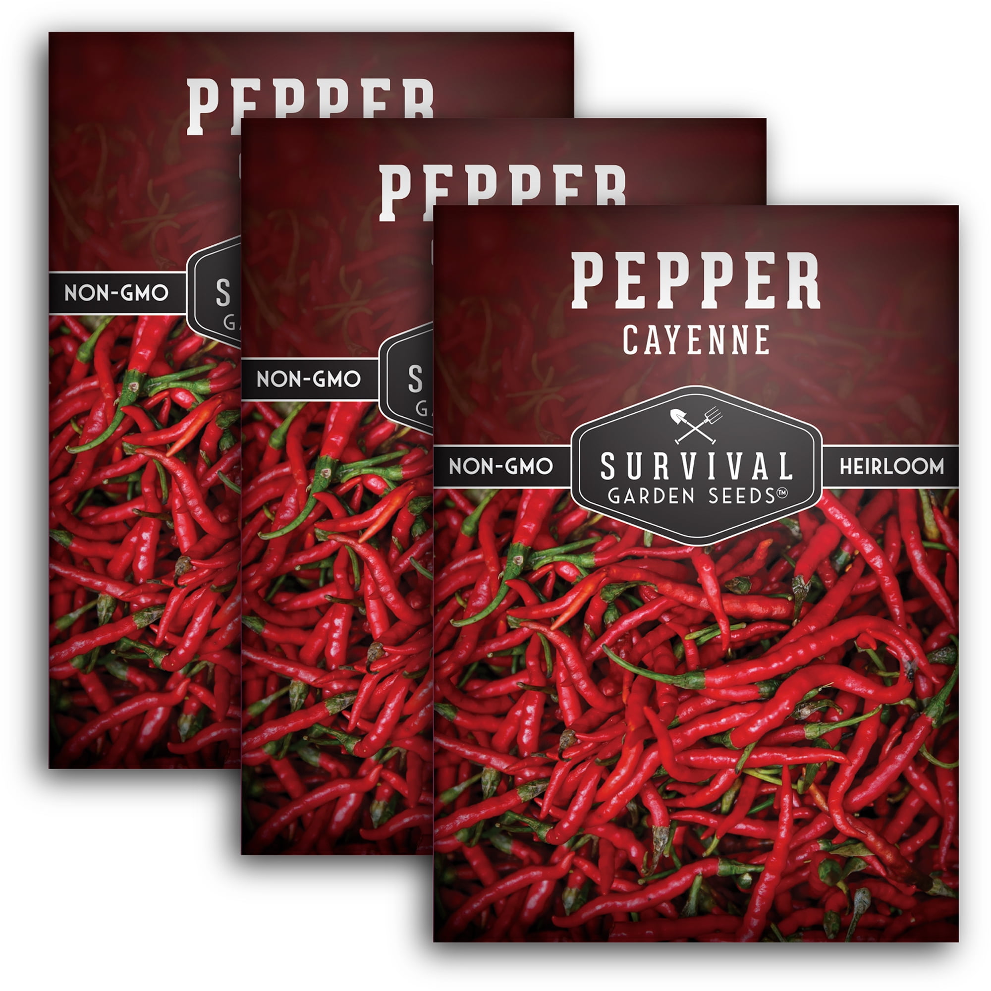 3 Packs Cayenne Pepper Seeds - Non-GMO Heirloom Full Sun Annual ...