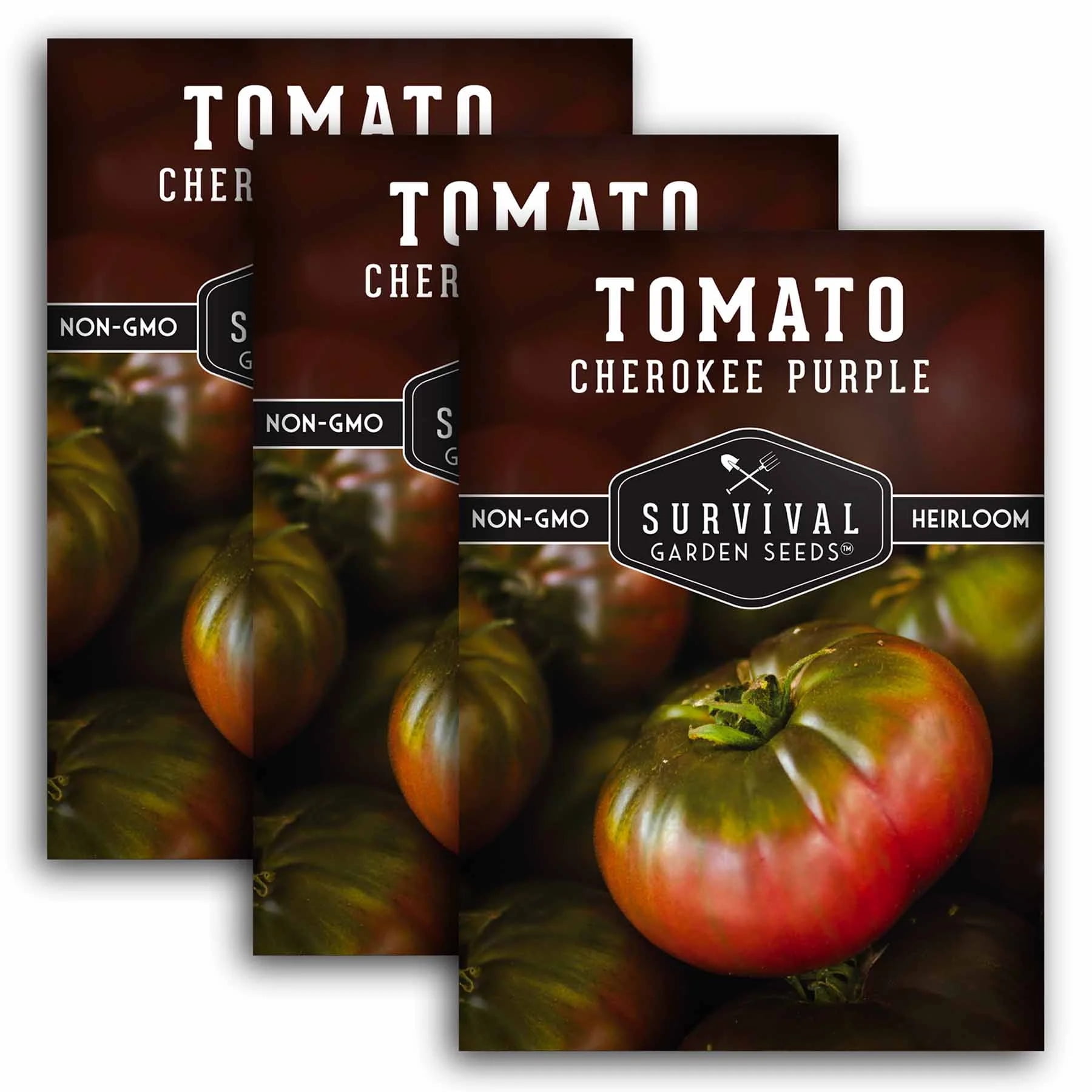3 Packs Cherokee Purple Tomato Seeds - Non-GMO Heirloom Full Sun Annual ...