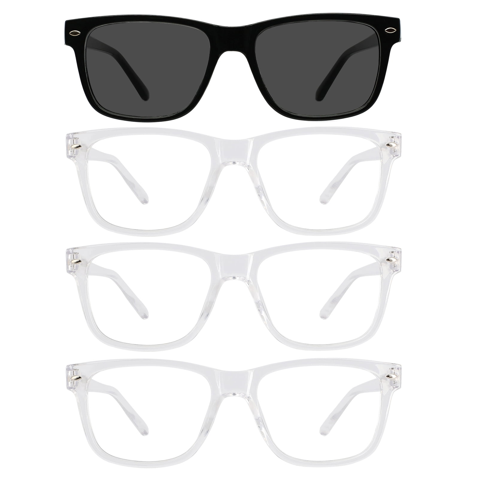 3 Packs Clear Reading Glasses 2.5 Men 1 Pair of Black 2.50 Sunglasses ...
