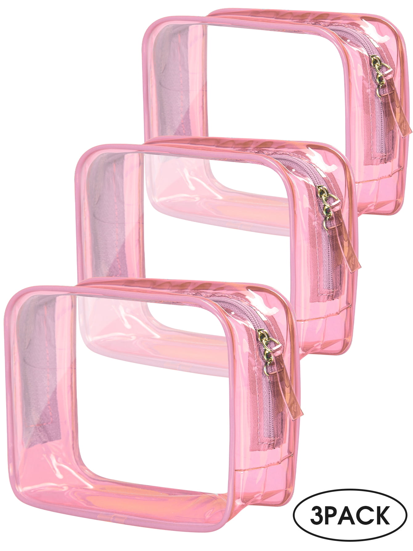 3 Packs Clear Toiletry Bag, Portable Zipper PVC Cosmetic Pouch, Women ...