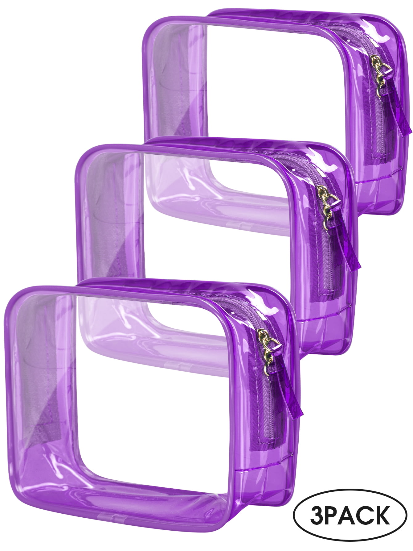3 Packs Clear Toiletry Bag, Portable Zipper PVC Cosmetic Pouch, Women ...