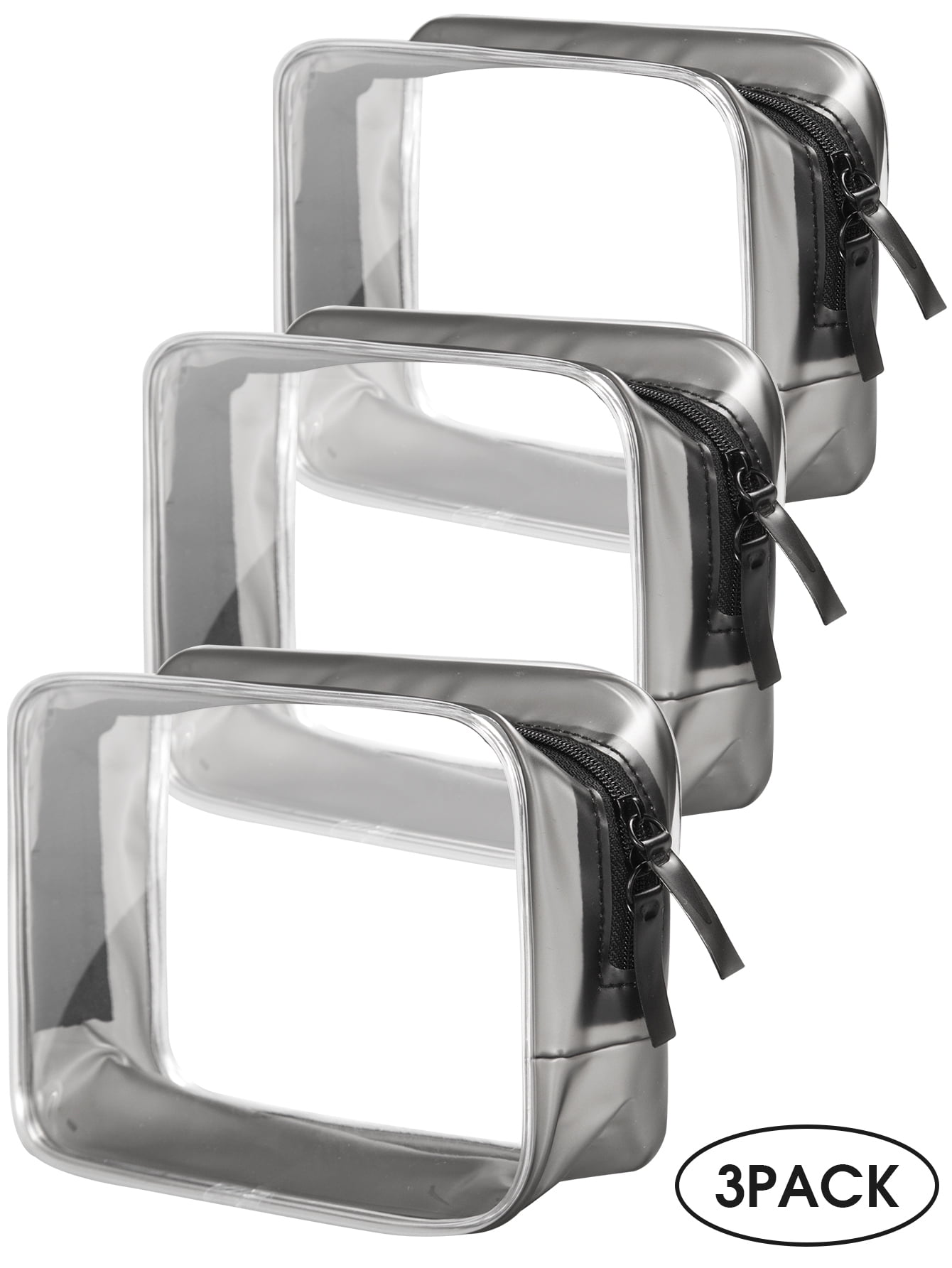 Tiantian Baodan Clear Toiletry Bags, 3 Pack, TSA Compliant, PVC Makeup ...