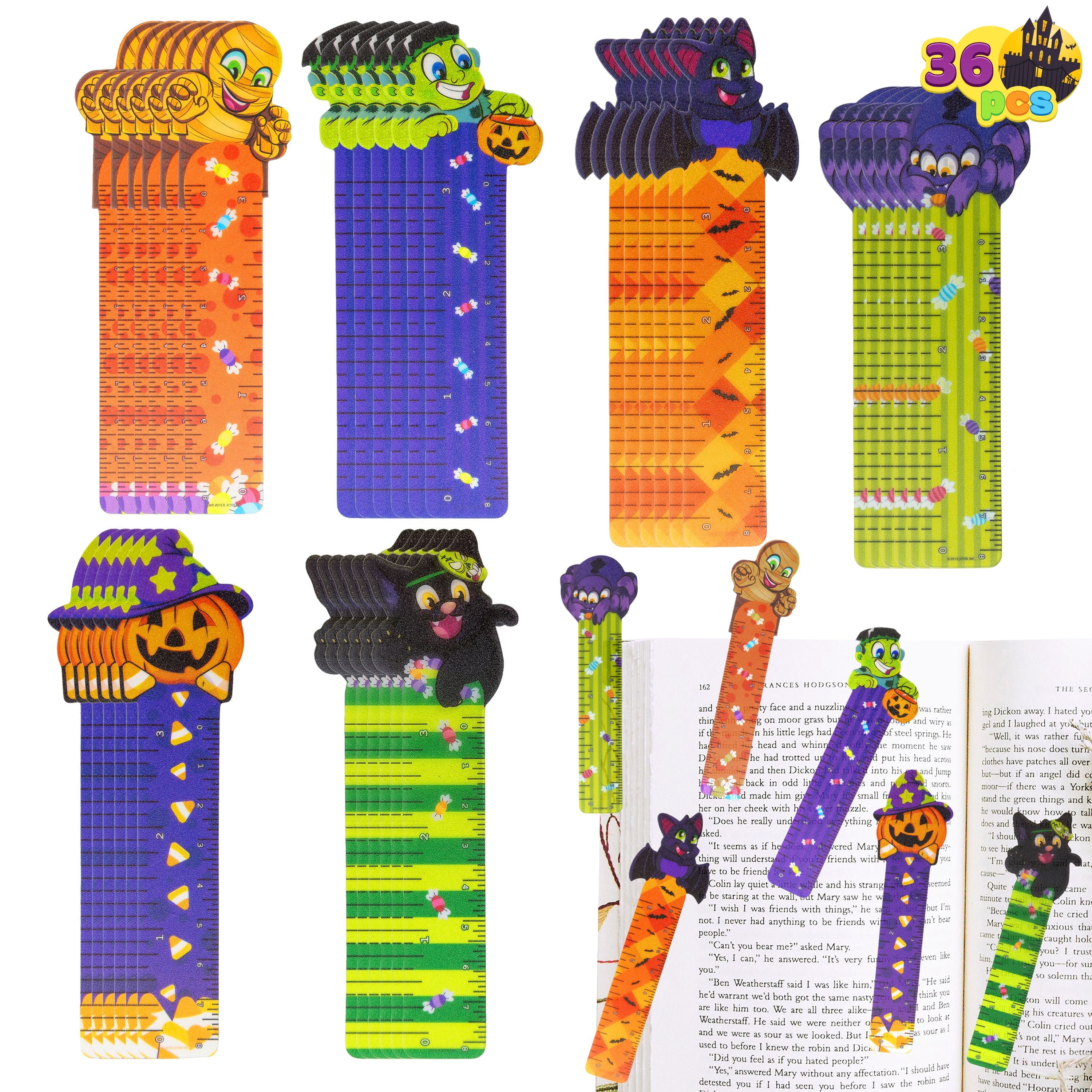 JOYIN 36 Pcs Halloween Bookmark Rulers Stationery Party Favors,Ruler ...