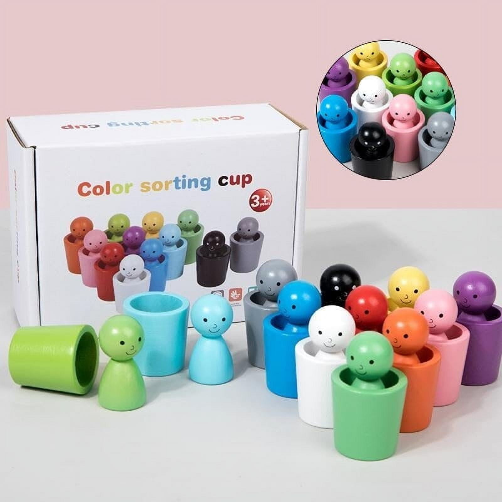3 Packs Color Sorting Cups for Toddlers 36M+ with 12 Bright Cups ...