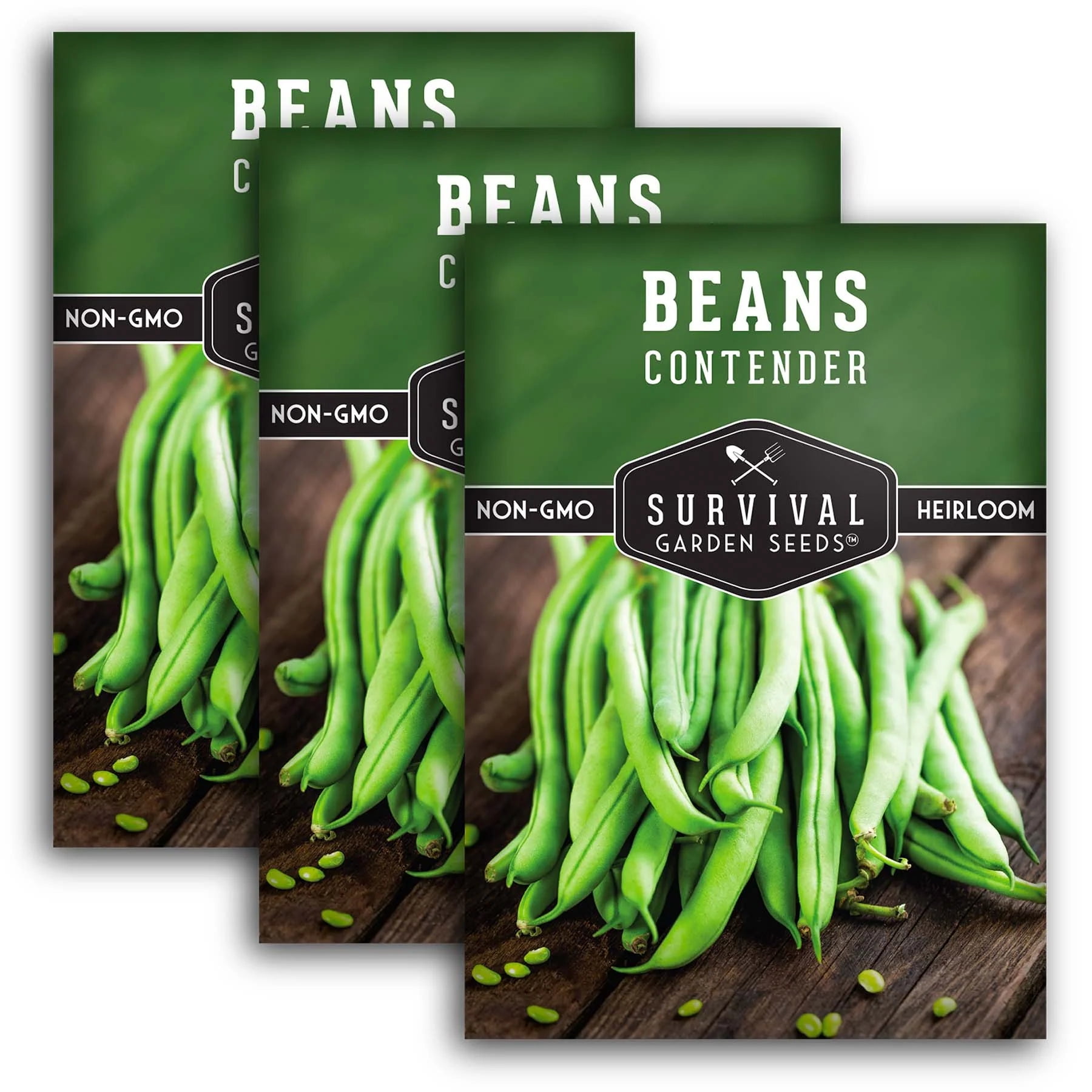 Contender Bush Bean Seed - 3 Packs, Non-GMO Heirloom, Full Sun Annual ...