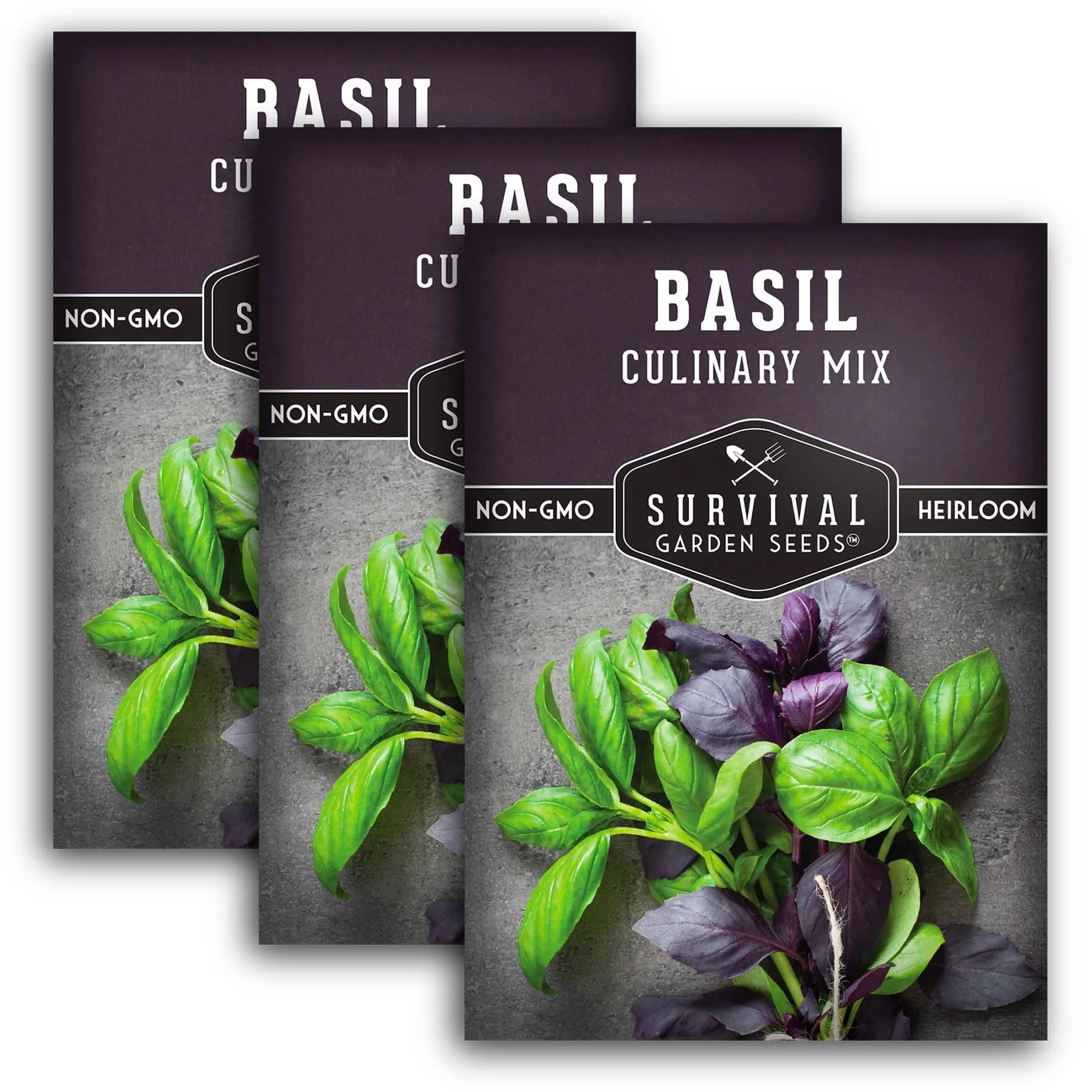 3 packs Culinary Basil Seed Mix - Non-GMO Heirloom Herb - Full Sun ...