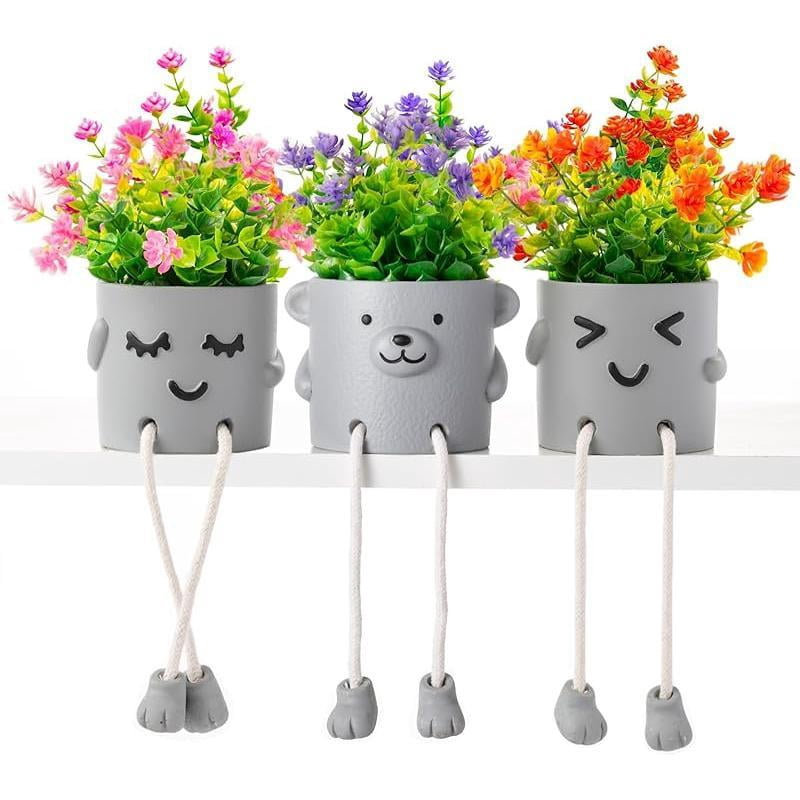 3 Packs Cute Fake Plants, Kawaii Artificial Potted Plants for Table ...