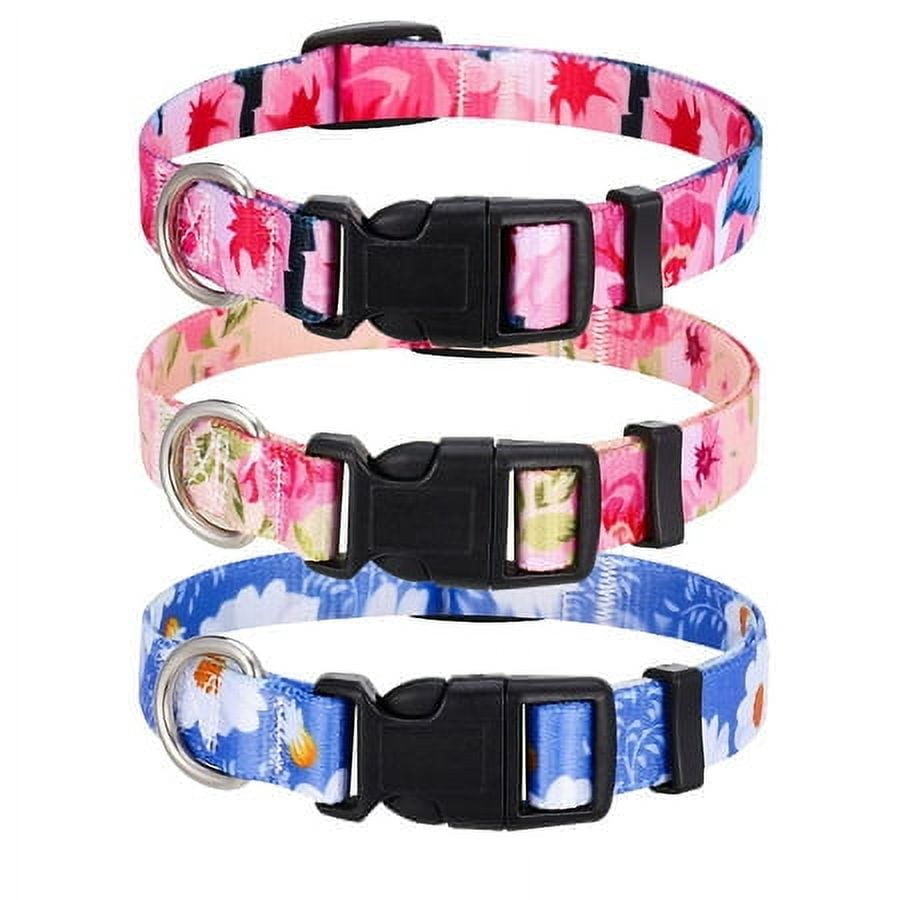 3 Packs Adjustable Dog Collars with Puppy Buckle, Patterned for Small ...