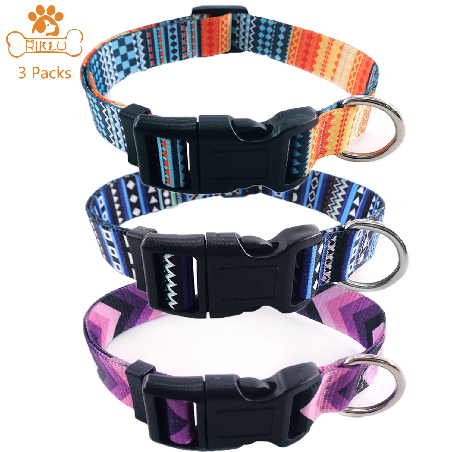 3 Packs Dog Collar with Patterns, The Bohemian Style Adjustable Dog ...