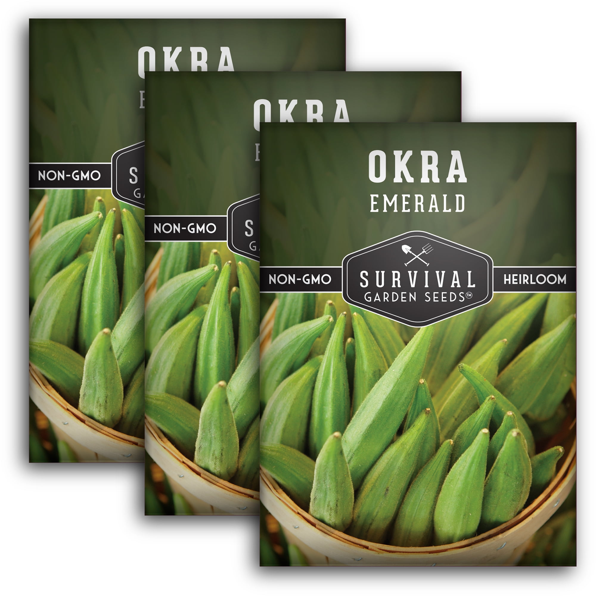 3 packs Emerald Okra Seed - Non-GMO Heirloom Full Sun Annual Vegetable ...