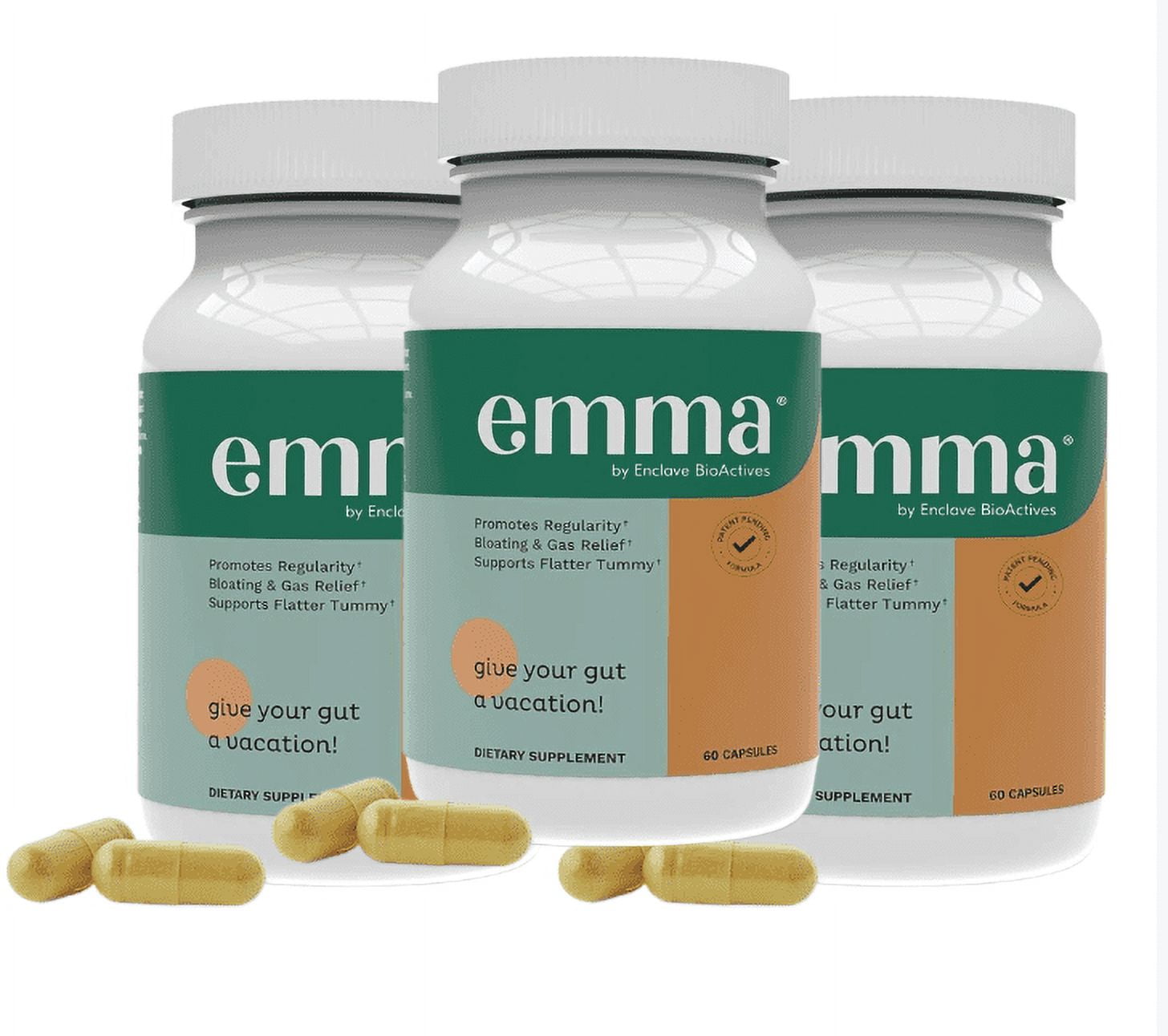 3 Packs Emma Daily Digestive Supplement - 180 Capsules: Preferred for Achieving Uninterrupted ...