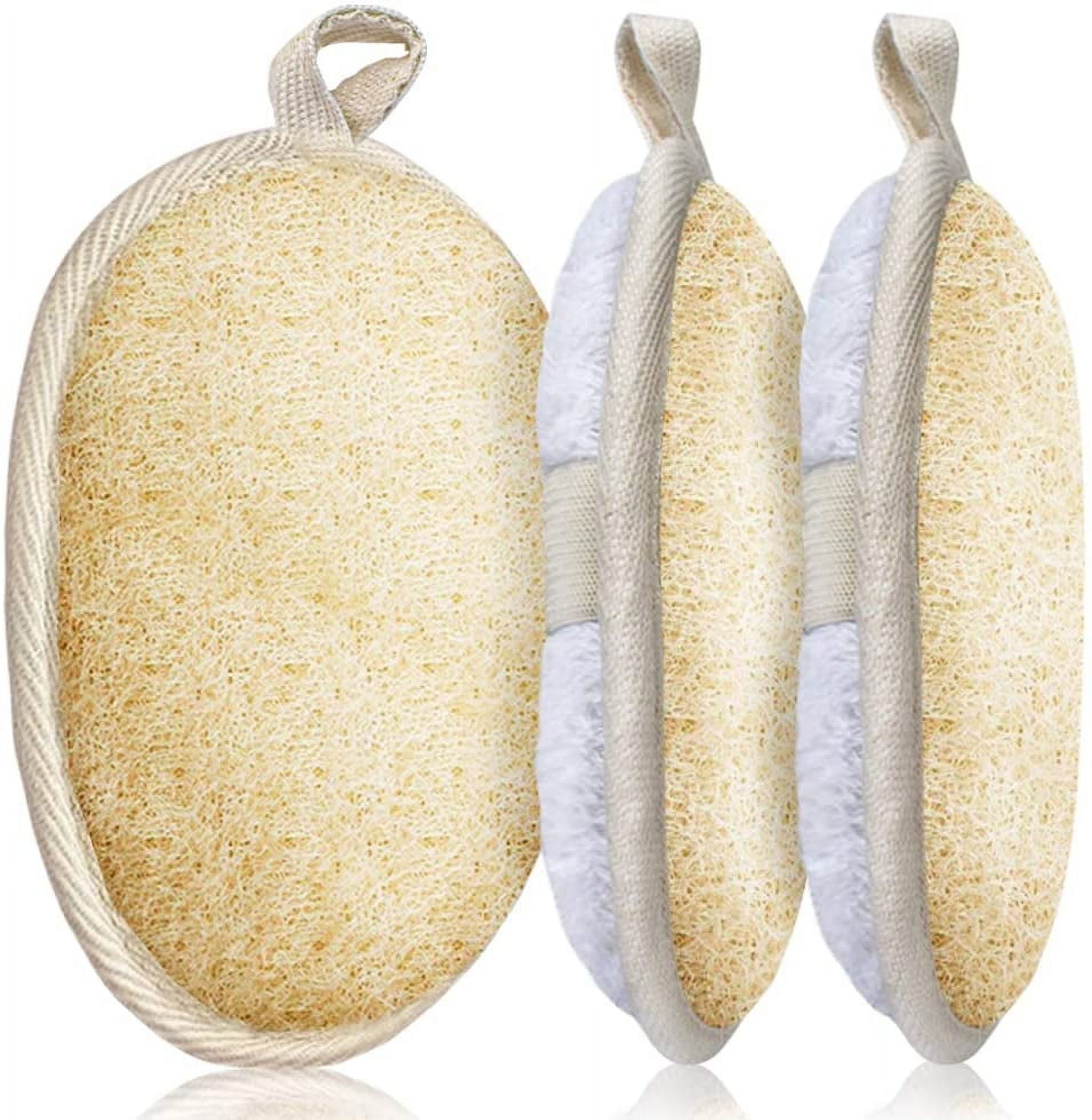 3 Packs Exfoliating Loofah Sponge Pads,Natural Luffa and Terry Cloth ...