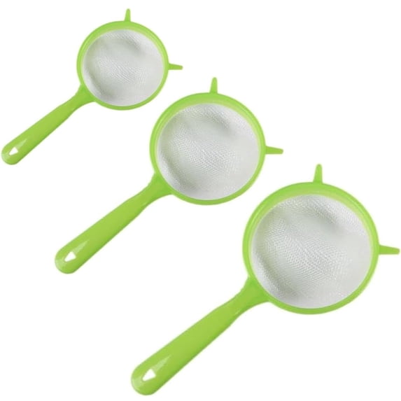 3 Packs Fine Mesh Plastic Strainers with Long Handle, Reusable Colander ...