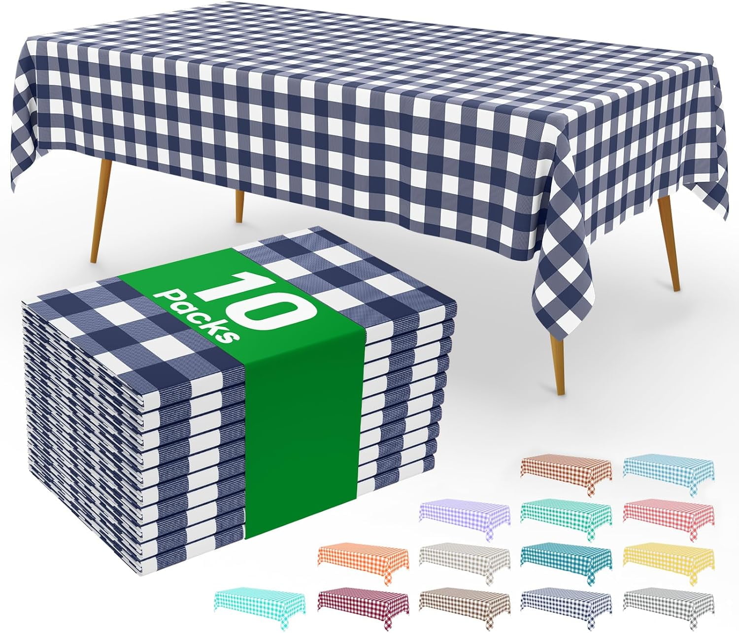 3 Packs Gingham Disposable Table Cloth, 54 x 108 Inch Waterproof ...
