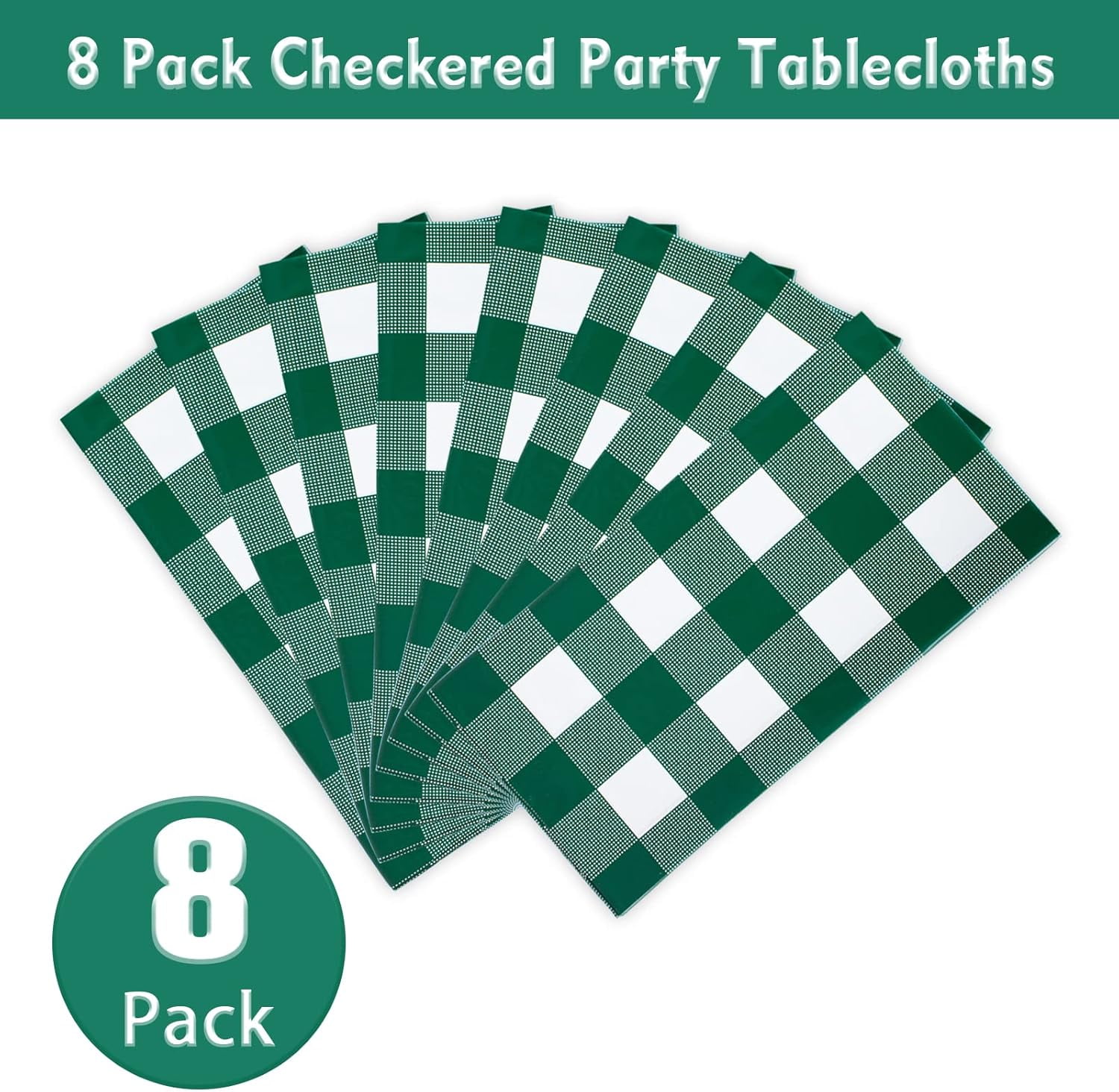 3 Packs Green And White Checkered Tablecloths 54 X 108 Inches ...