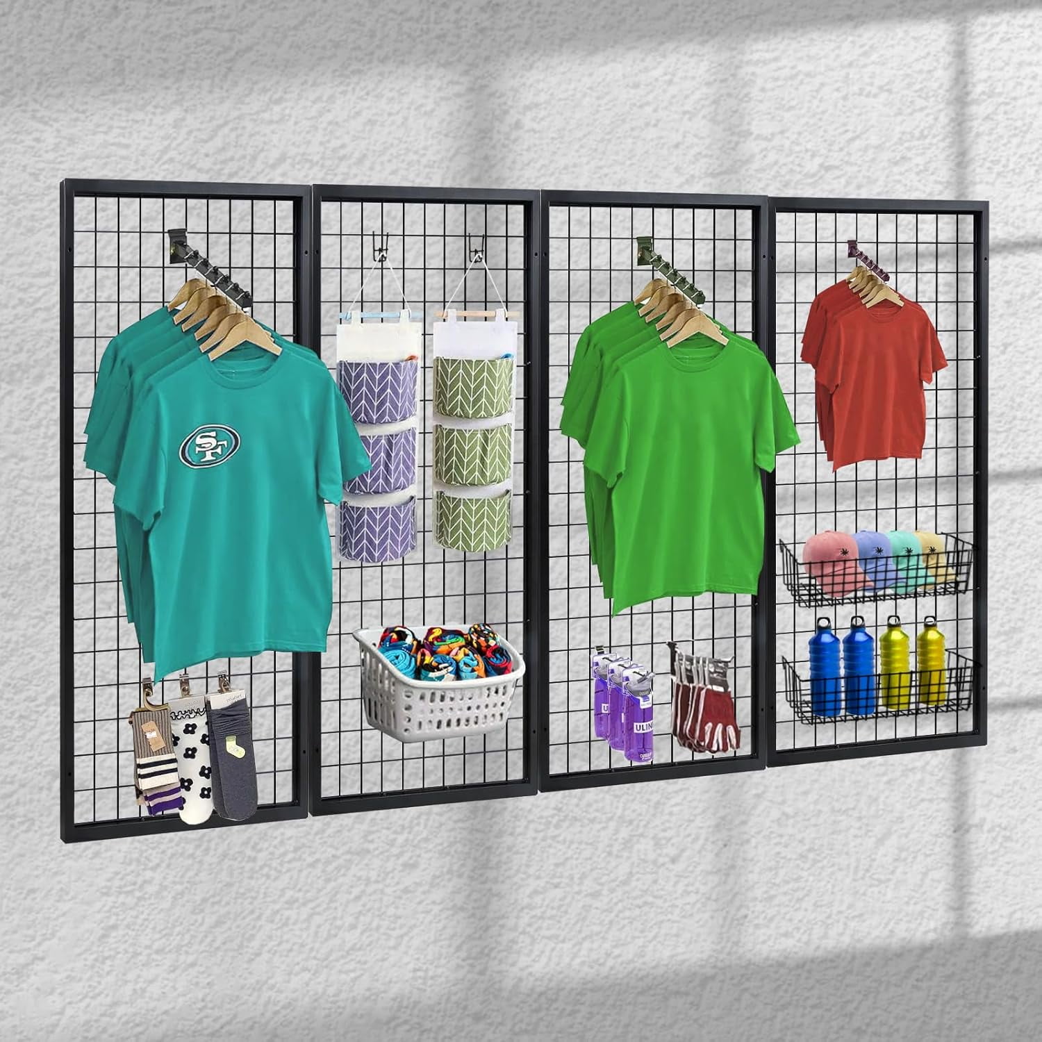 3 Packs Grid Wall Panels, Metal Black Wire Grid Panel, Gridwall Display ...